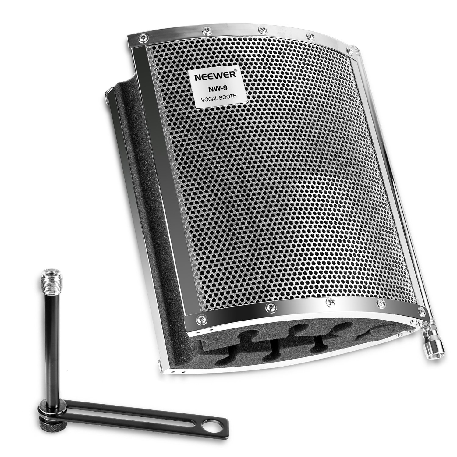 Neewer Portable Foldable Adjustable Microphone Voice Isolation Board Aluminum Microphone Shield with High Density Foam, Non-slip Feet (NW-9)