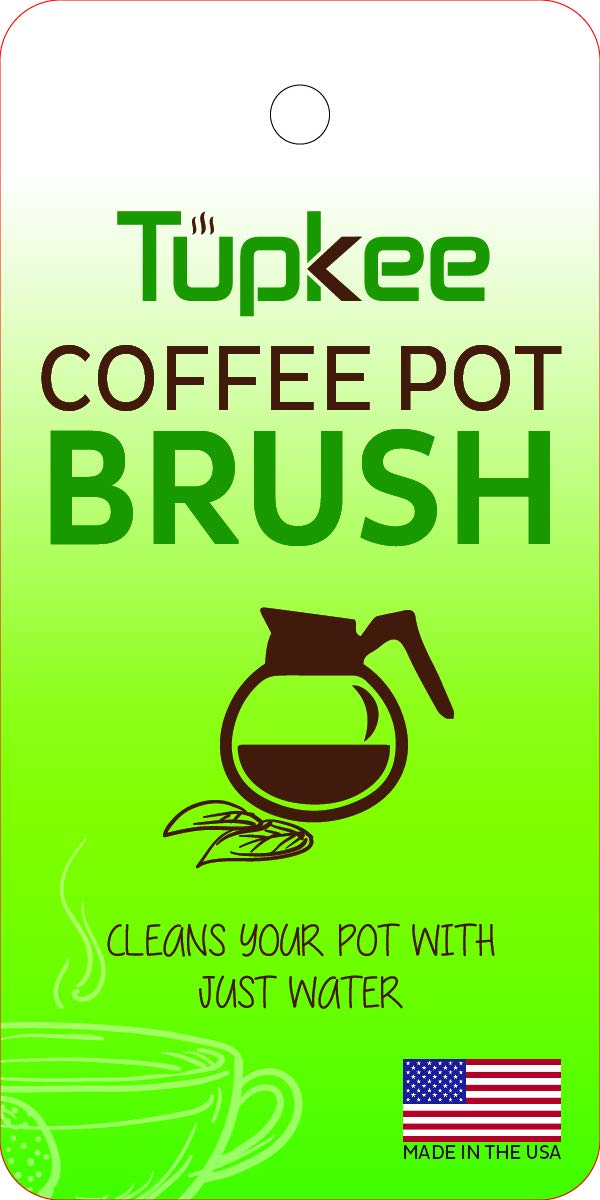 Tupkee Coffee Pot Cleaning Brush β Non Scratching, Long Lasting Bristles, Curved Coffee Decanter Cleaning Brush - Great for Offices and Restaurants