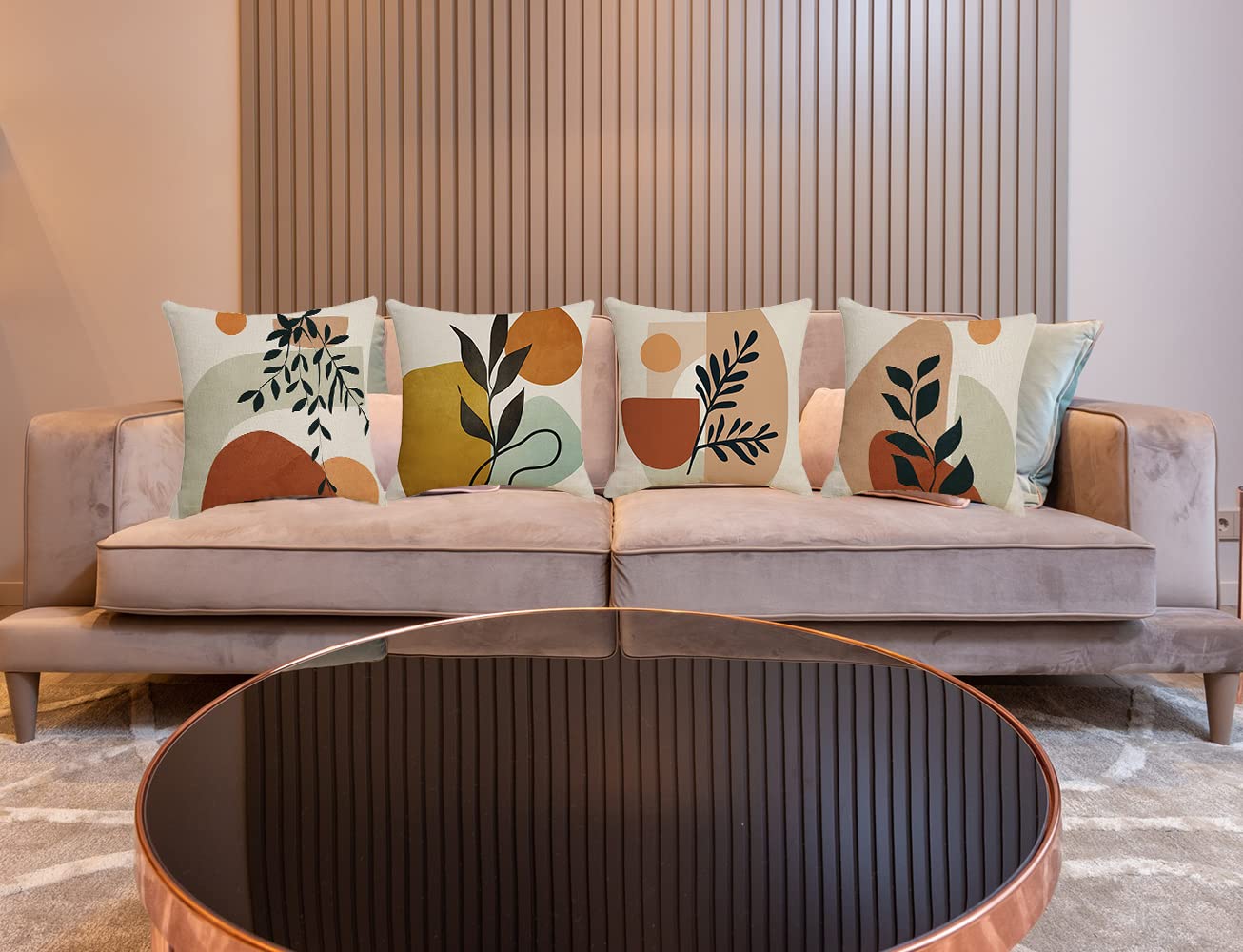 Menoeceus Boho Pillow Covers 18x18 Set of 4, Boho Throw Pillow Covers, Abstract Pillow Covers, Geometric Tropical Pillow Cover, Boho Decorative Throw Pillow Covers for Couch Cushion Case