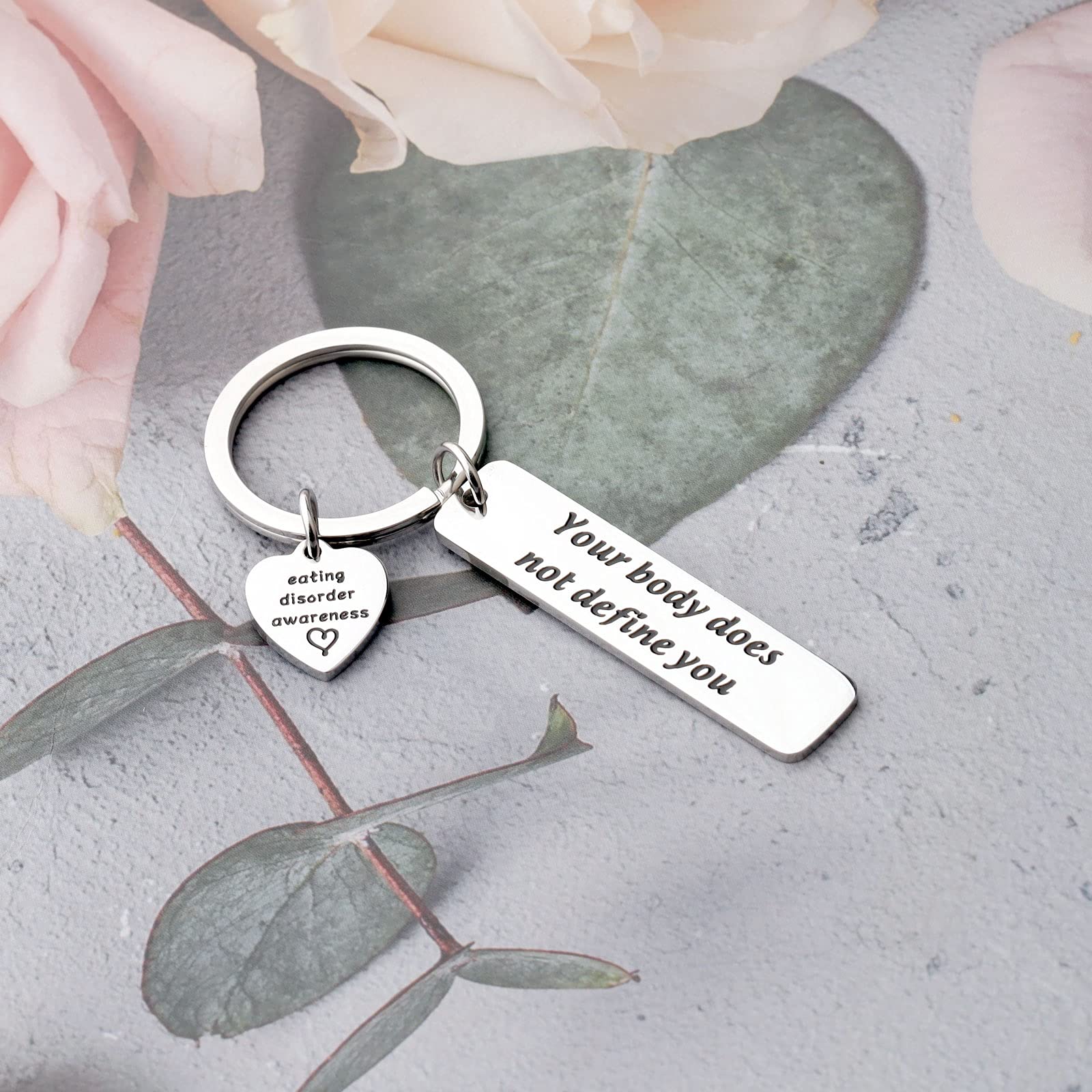 TIIMG Eating Disorder Awareness Keychain Anorexia Recovery Gifts Inspirational Gift Mental Heath Recovery (Your body eating disorder)