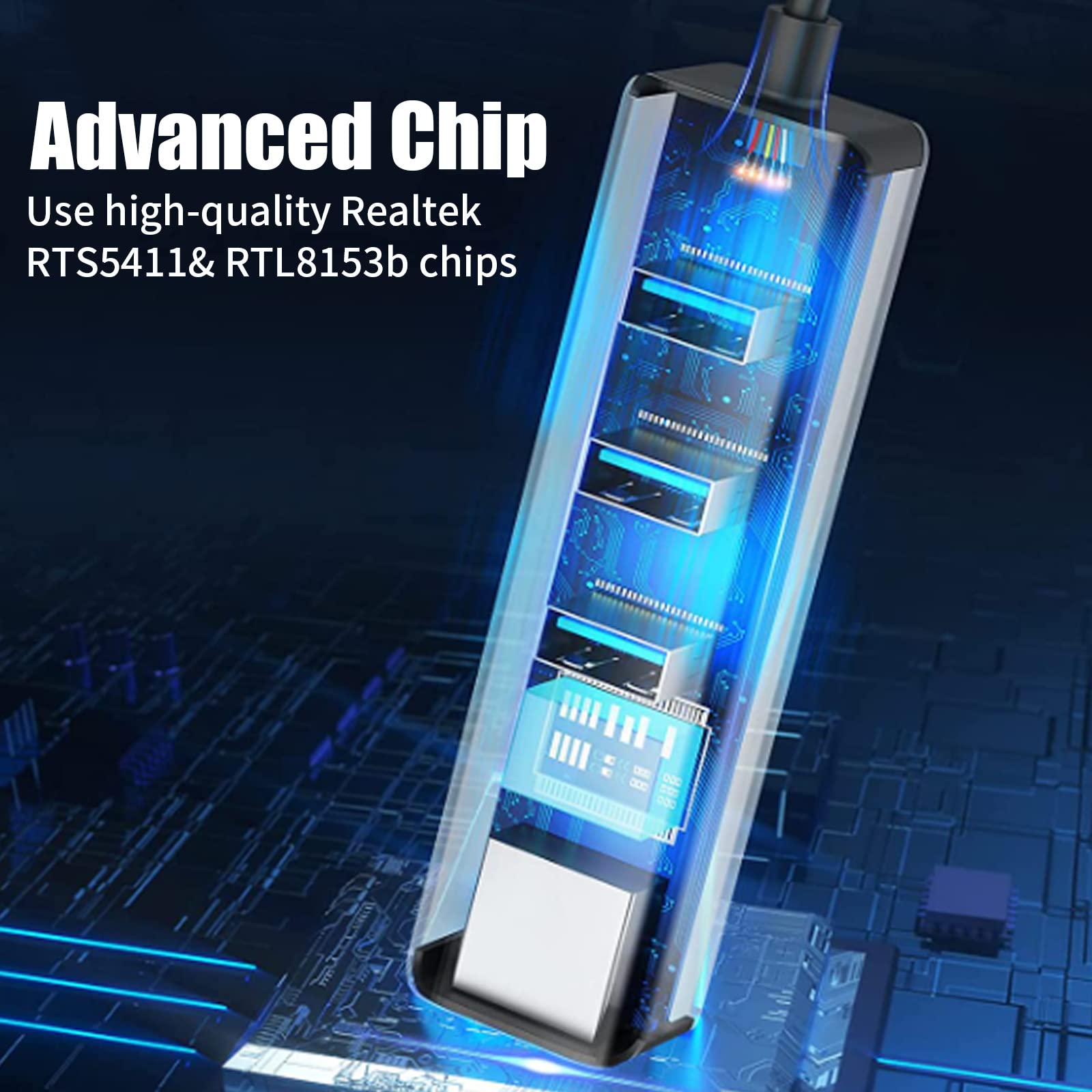 USB 3.0 to Ethernet Adapter 3 Port USB 3.0 Hub with RJ45 10/100/1000 Gigabit Ethernet 4in1 Compatible for MacBook Pro 2021/2020/2019/2018/2017, MacBook Air, Dell XPS and More