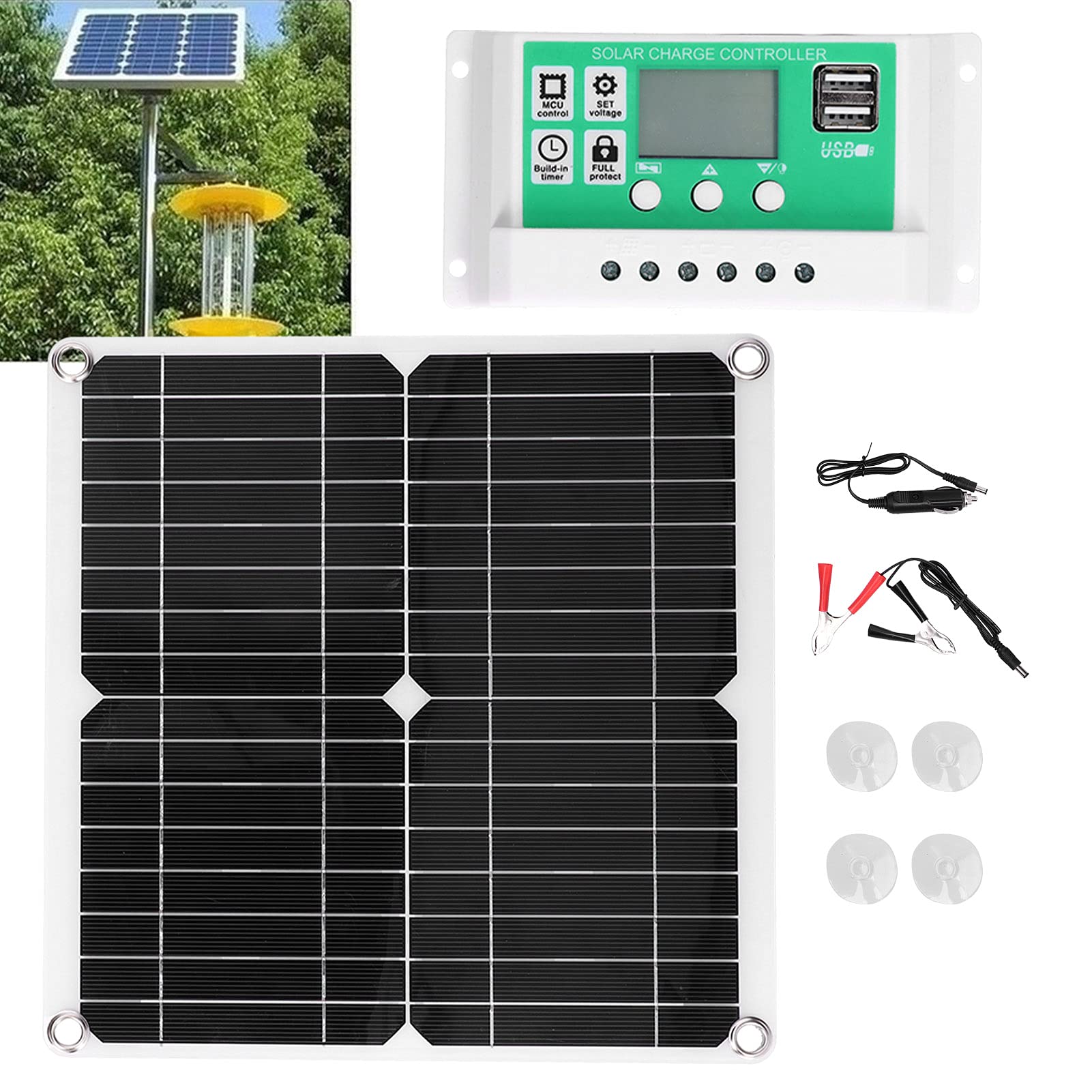 Shopping Spree Solar Panel Kit, 40W 18V 20A Solar Charge Controller Monocrystalline Silicon 280x280mm for Airplanes Satellites for Automobiles RVs Ships