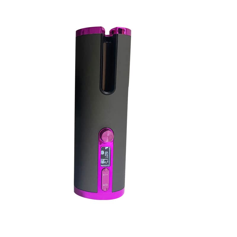 USB Automatic Hair Curler Cordless Automatic Curling Tongs with Rechargeable Battery Heat Isolating Chamber LCD Display 6Kinds of Temperature Control & Timer Settings (Gradient Pink)