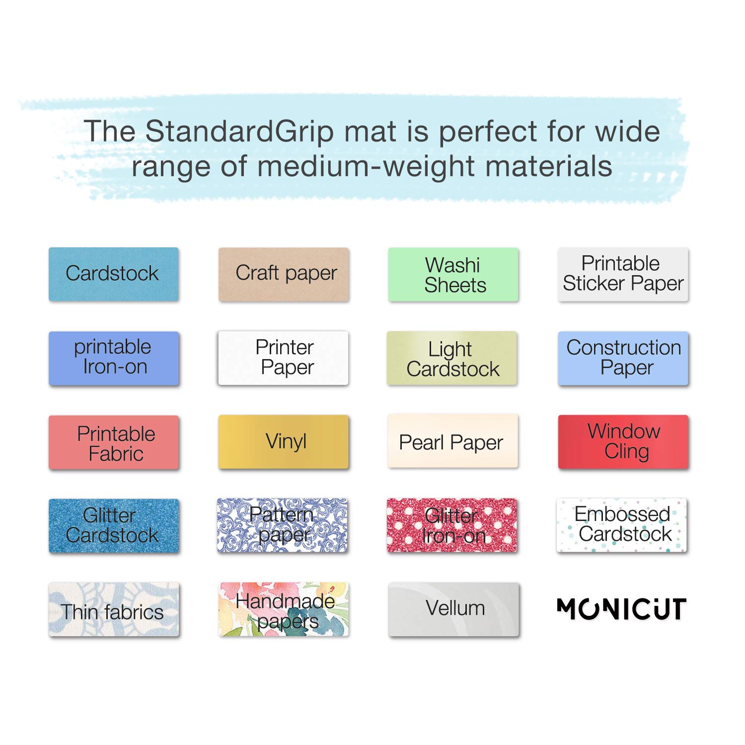 Monicut Cutting Mat 12x12 for Silhouette Cameo 4/3/2/1(Standardgrip, 3 Pack) Durable Cut Mat with Adhesive&Sticky Non-Slip PVC
