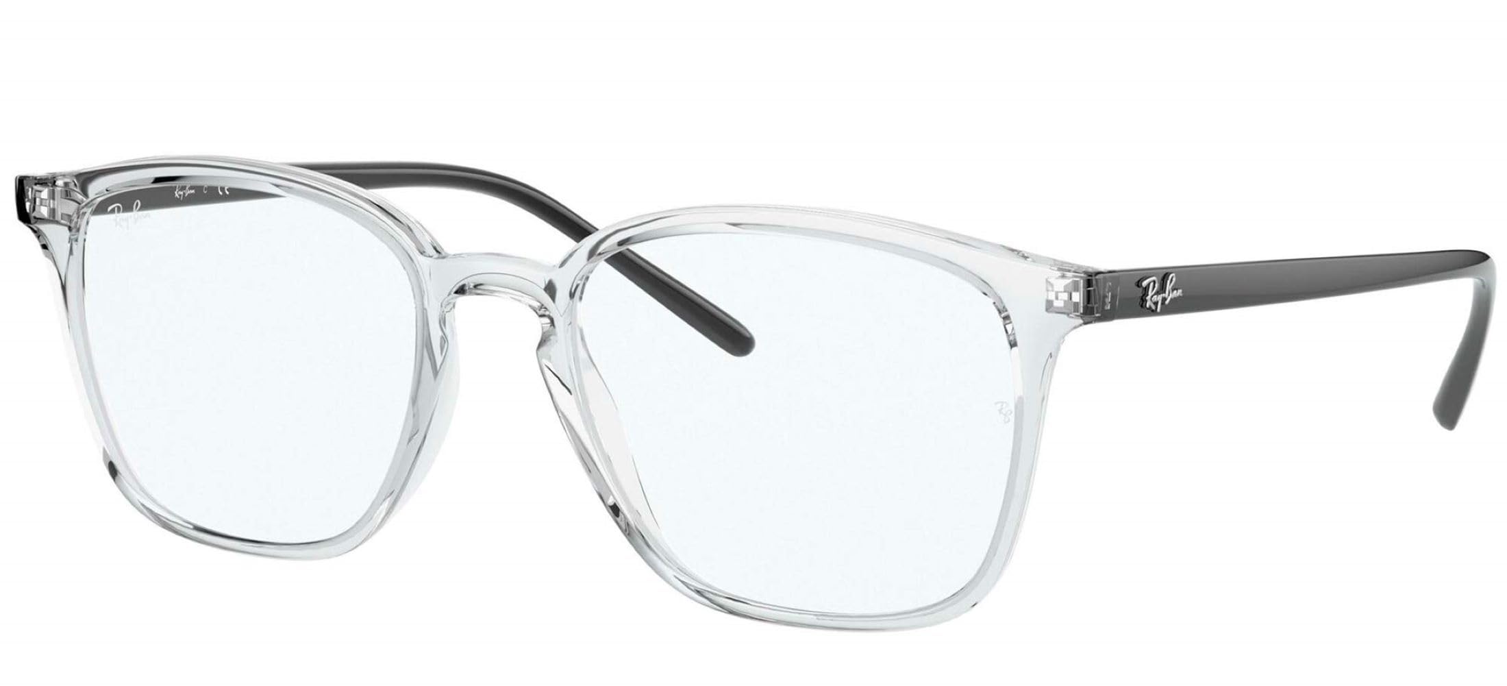 Ray-Ban RX7185 Square Prescription Eyeglass Frames, Transparent/Demo Lens, 52 mm