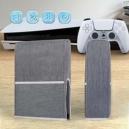 OSPUORT PS5 Dust Cover Thickened Lining for Playstation 5 Console Disc Edition and Digital Edition PS5 Dust Protector Anti Scratch Waterproof Cover Case(Gray)