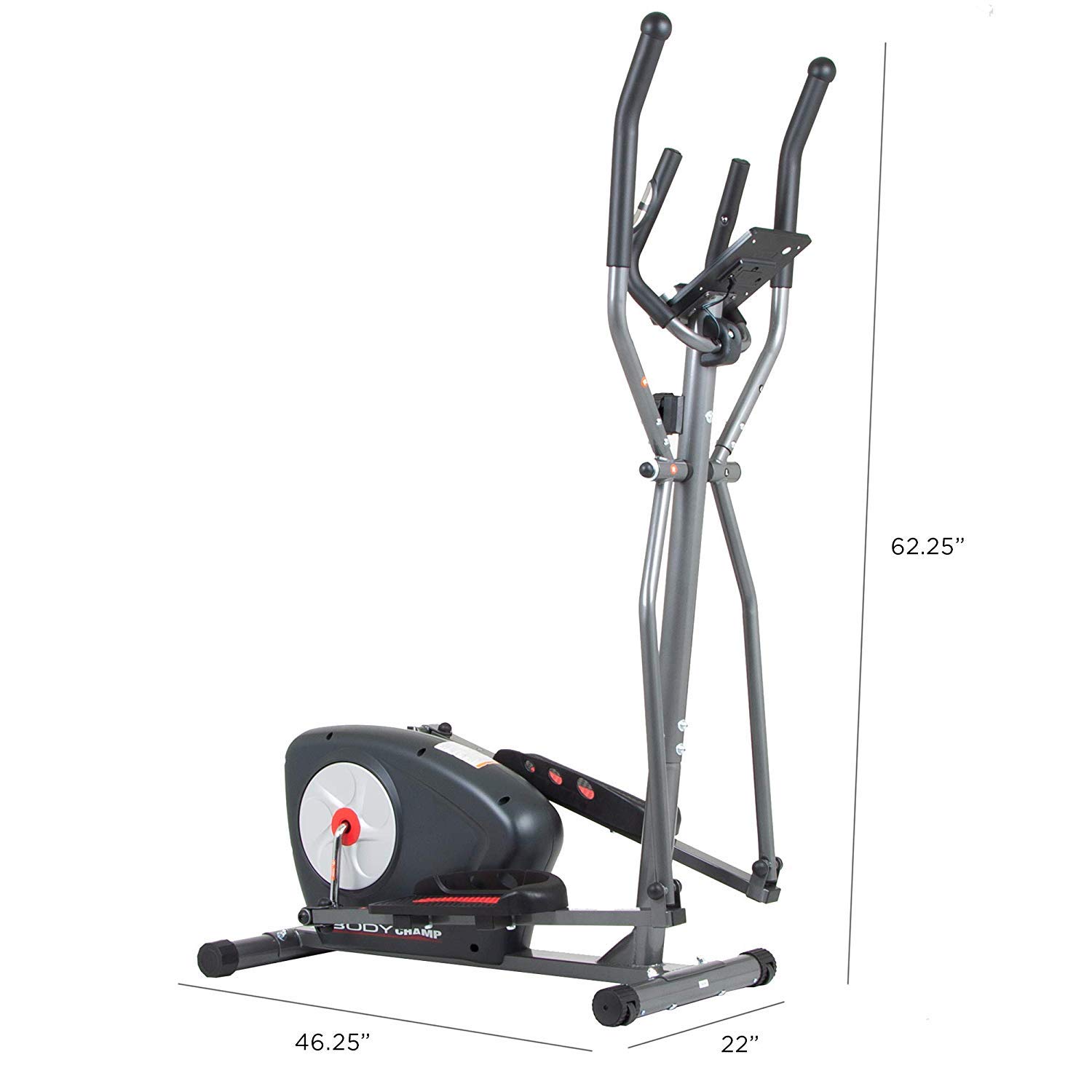 New Elliptical Machine Trainer Magnetic Smooth Quiet Driven with LCD Media Holder Monitor and Pulse Rate Grips BR2117