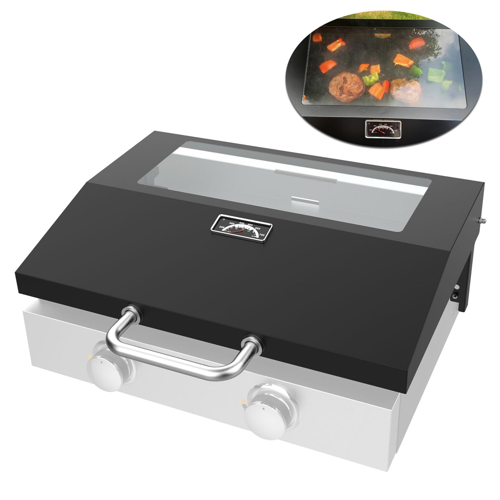 New Upgraded 22" Glass Hinged Griddle Lid Hood for 22-inch Blackstone Griddle, Hinged Lid Griddle Hood for 22" Blackstone Table Top Grill Griddle 5011 Grill Hard Cover
