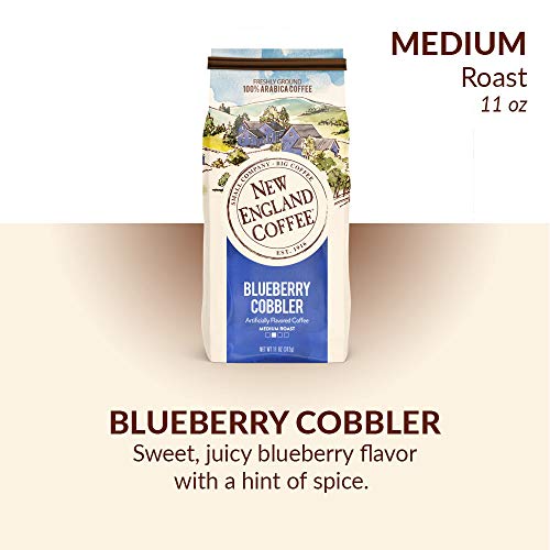 New England Coffee Blueberry Cobbler Medium Roast Ground Coffee, 11oz Bag (Pack of 1)