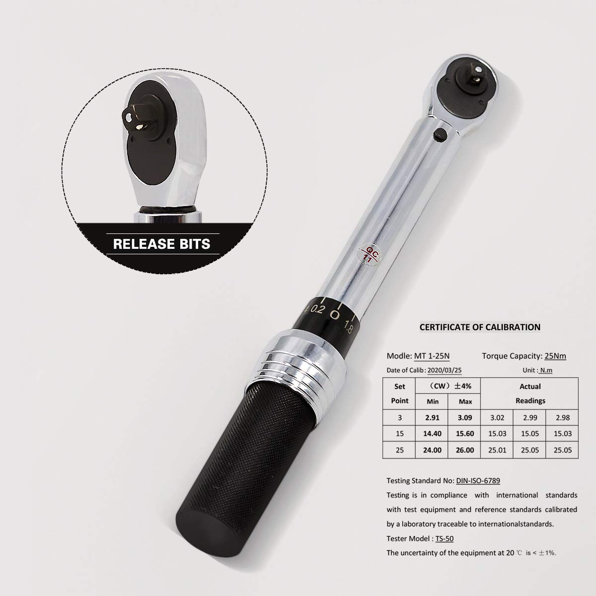 MXITA 1/4 Inch Drive Click Bike Torque Wrench Set (1-25 Nm/ 9-221 in.-lb.) with 3/8 Adapter 18 Pcs,Small Adjustable Allen Key Tool Socket Kit for Road & Mountain Bikes