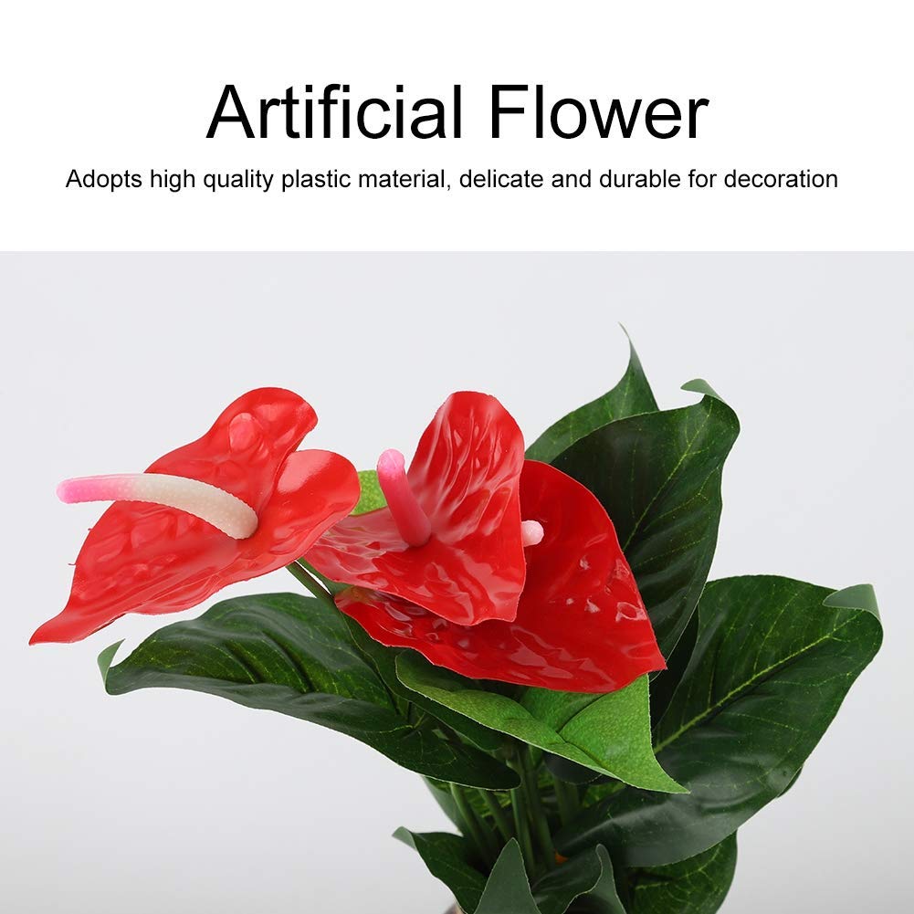 Mumusuki Artificial Flower Bouquet Plastic Artificial Plant Fake Red Anthurium Flowers Bouquet Wedding Home Garden Decor