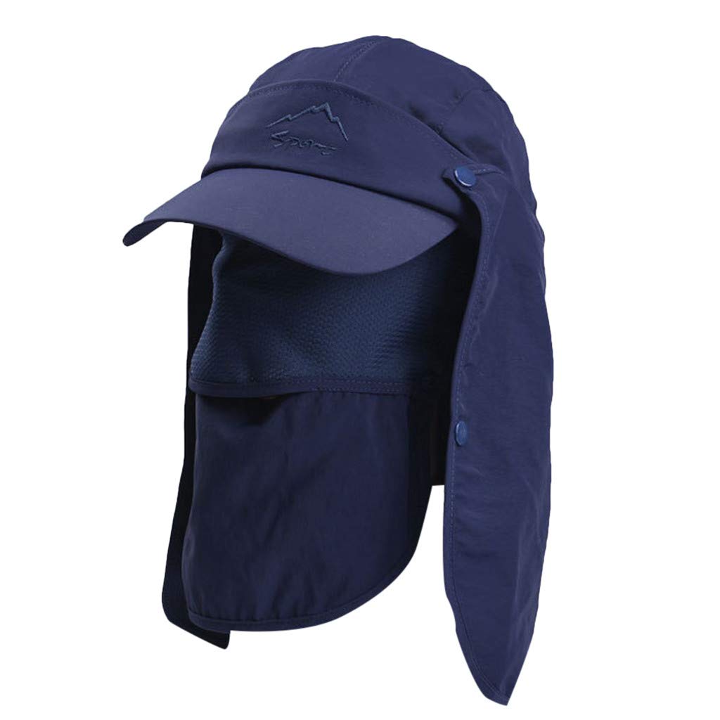 OSTELY Flap Hats UV 360° Solar Protection UPF 50+ Sun Cap Shade Hat Removable Neck Cycling Hiking Fishing Hat(Navy)