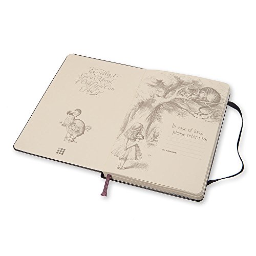 Moleskine Limited Edition Alice in Wonderland Notebook, Hard Cover, Large (5" x 8.25") Plain/Blank, Black, 240 Pages, (LEAL01QP062)