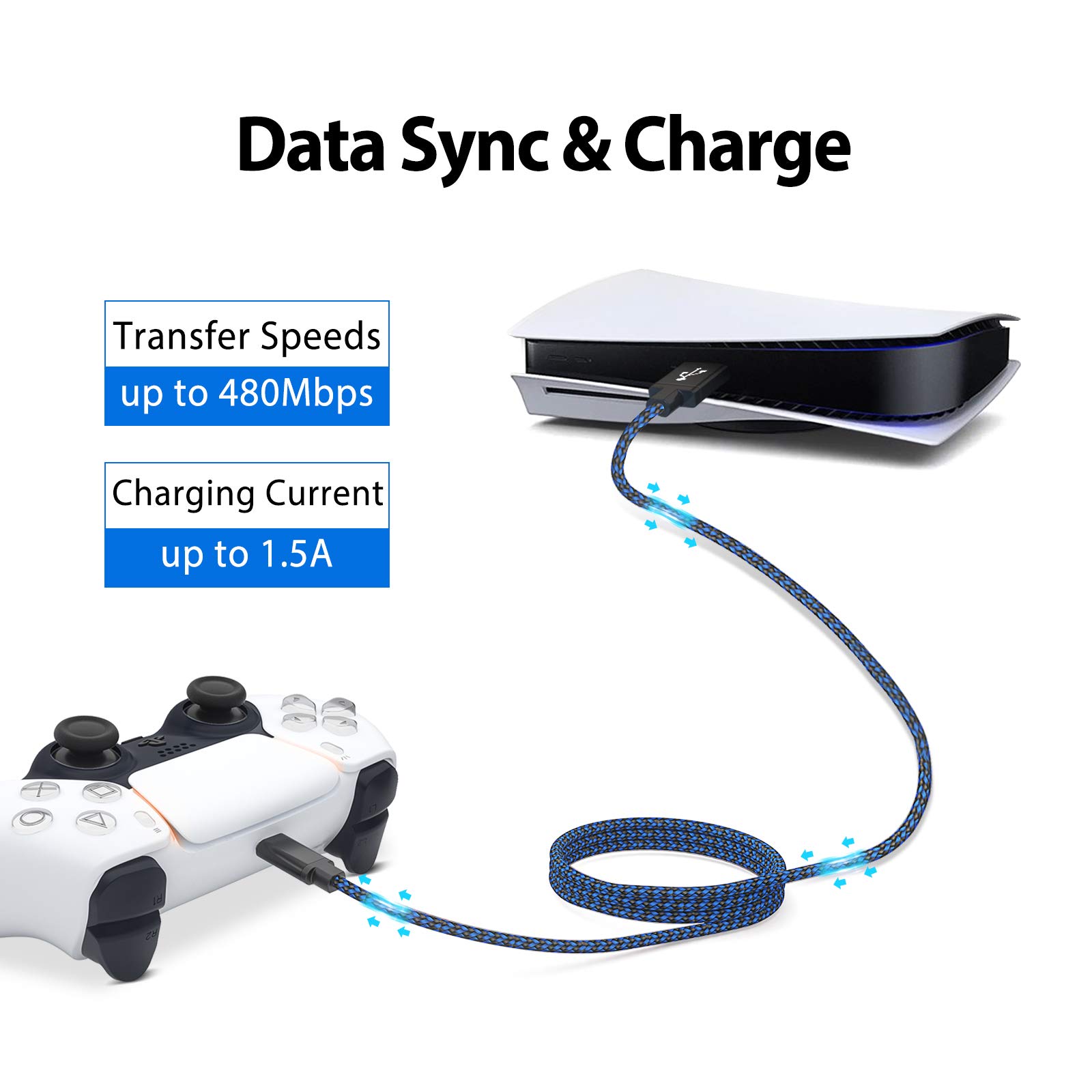 PS5 Controller Charging Cable 3M (2 PCS)