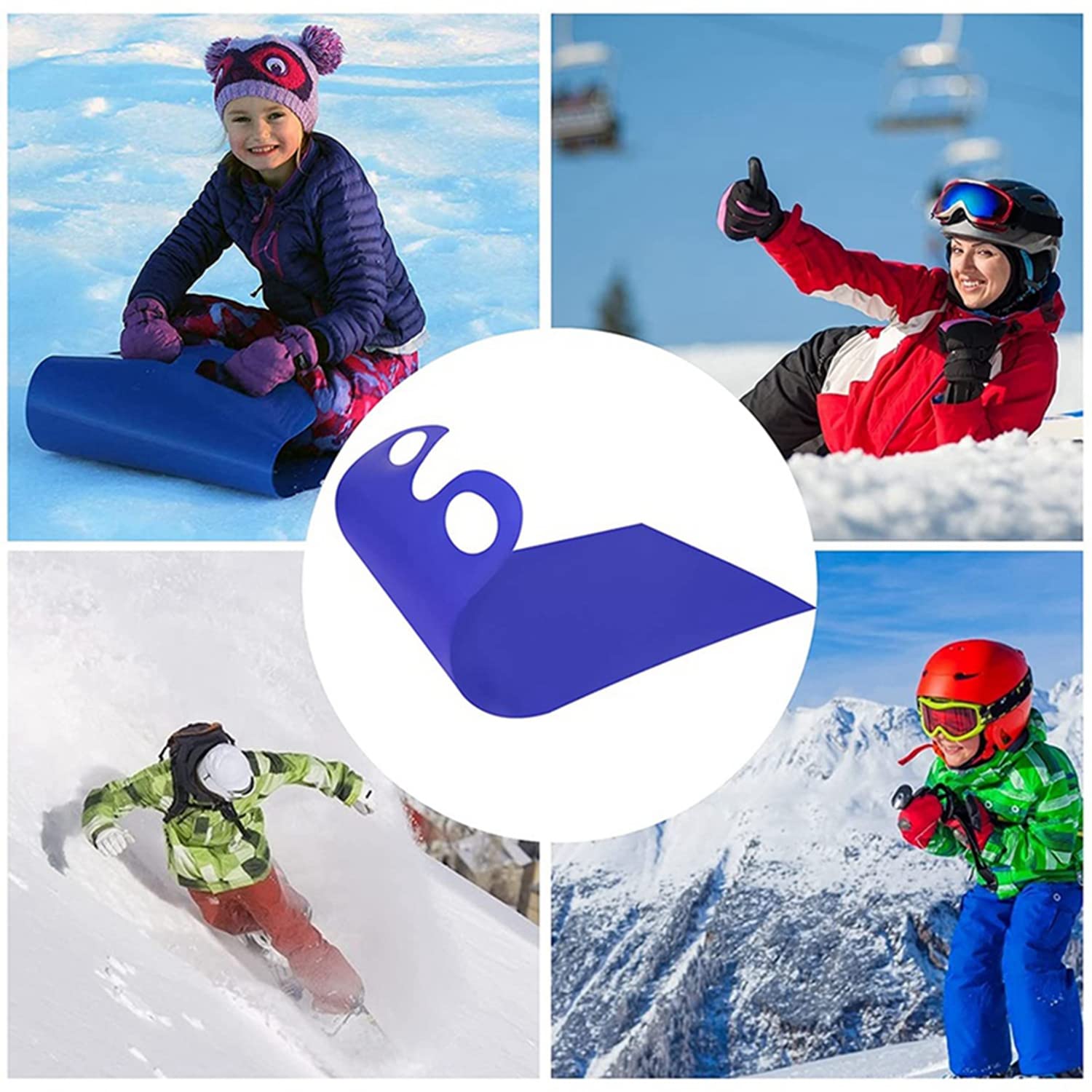 Snow Sled Flying Carpet, Roll Up Snow Slider with Handle for Kids and Adults, Portable Ski Flying Blanket Flexible Grass Skiing Carpet