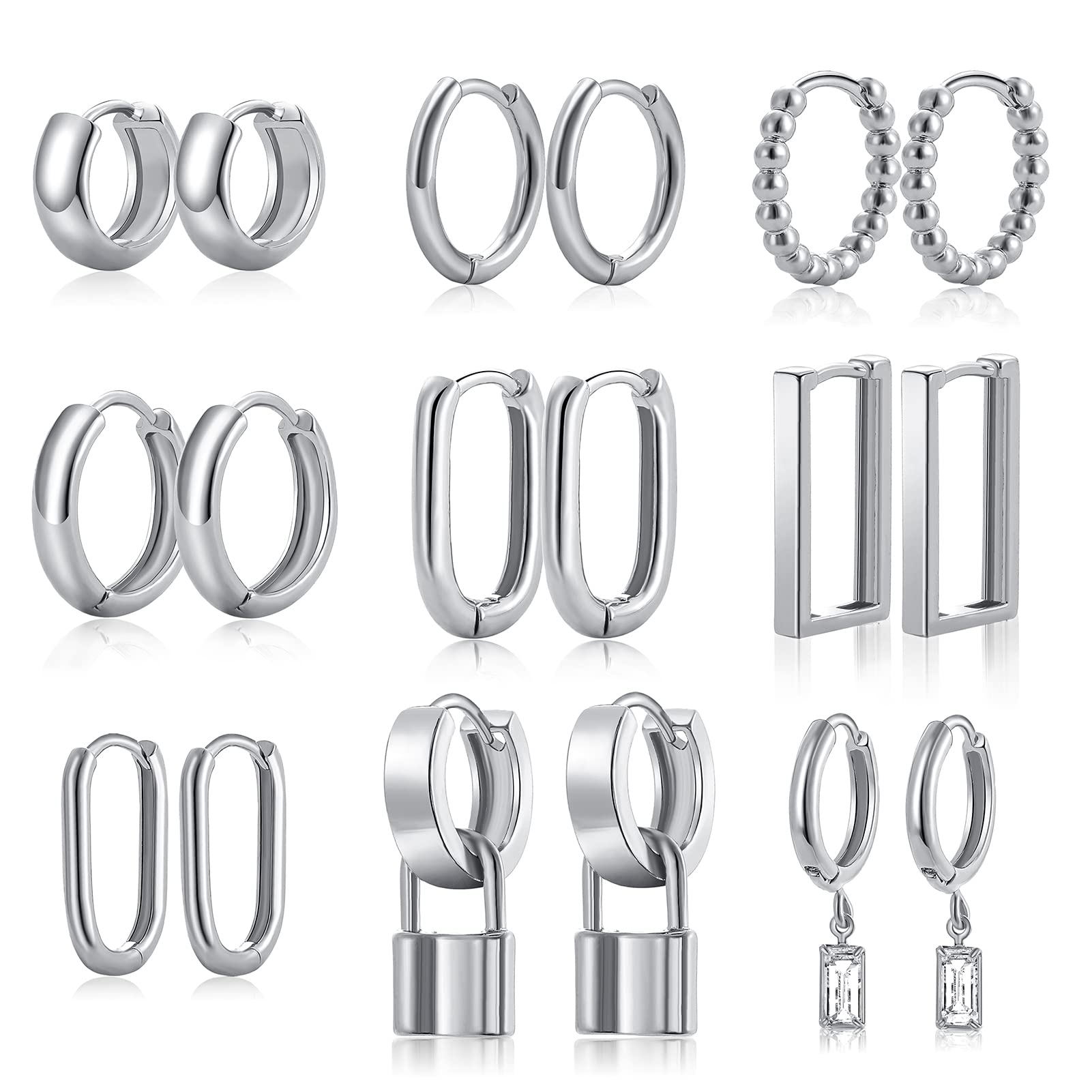 Small Gold Huggie Hoop Earrings Set for Women, Hypoallergenic Twisted Cartilage Hoops, Tiny Silver Hoop Earrings Jewelry for Multiple Piercing (1-1-5)