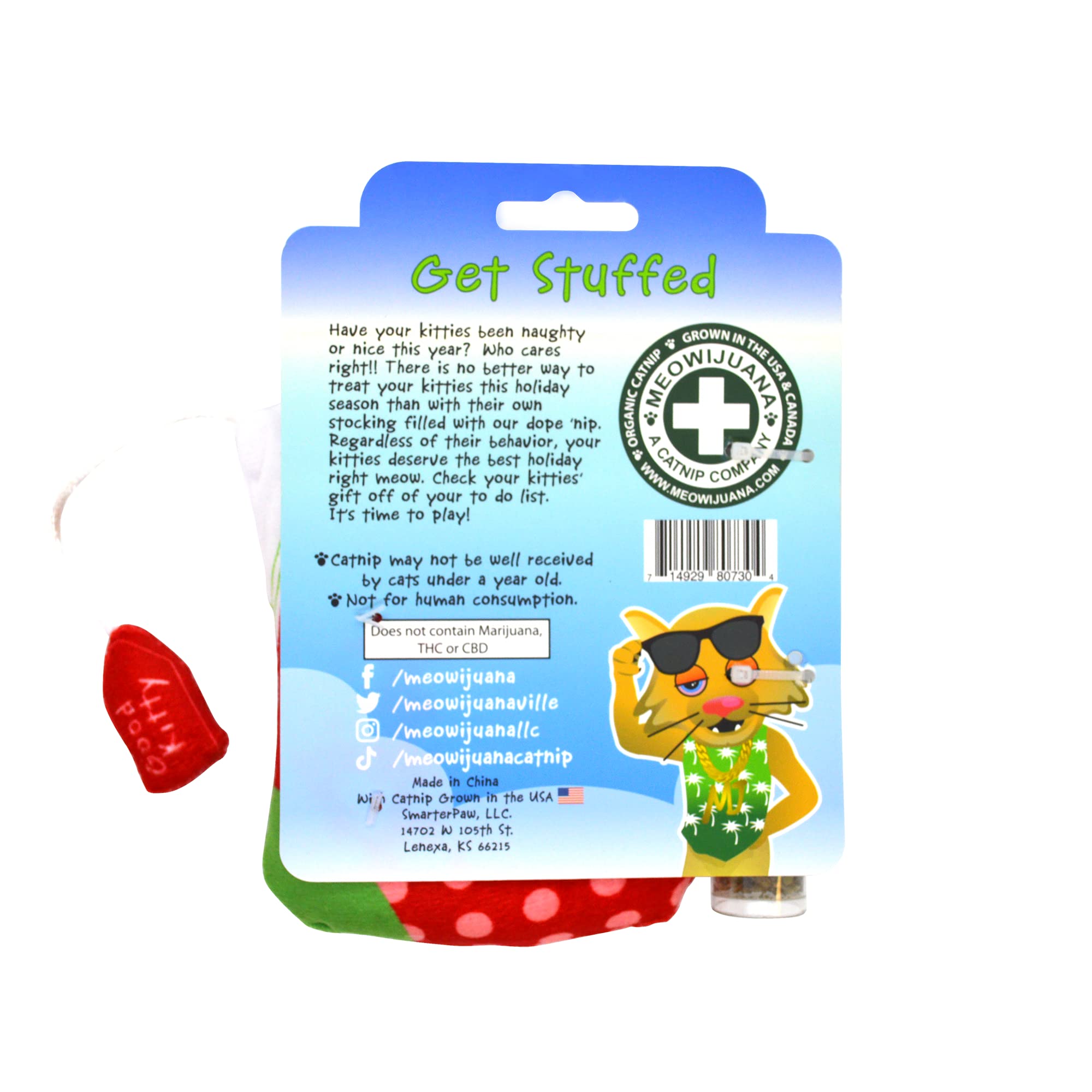 Meowijuana | Get Stuffed Bundle | Get Stuffed Stocking and Winter Lift | Promotes Play and Cat Health | Includes Organic Catnip | Feline and Cat Lover Approved