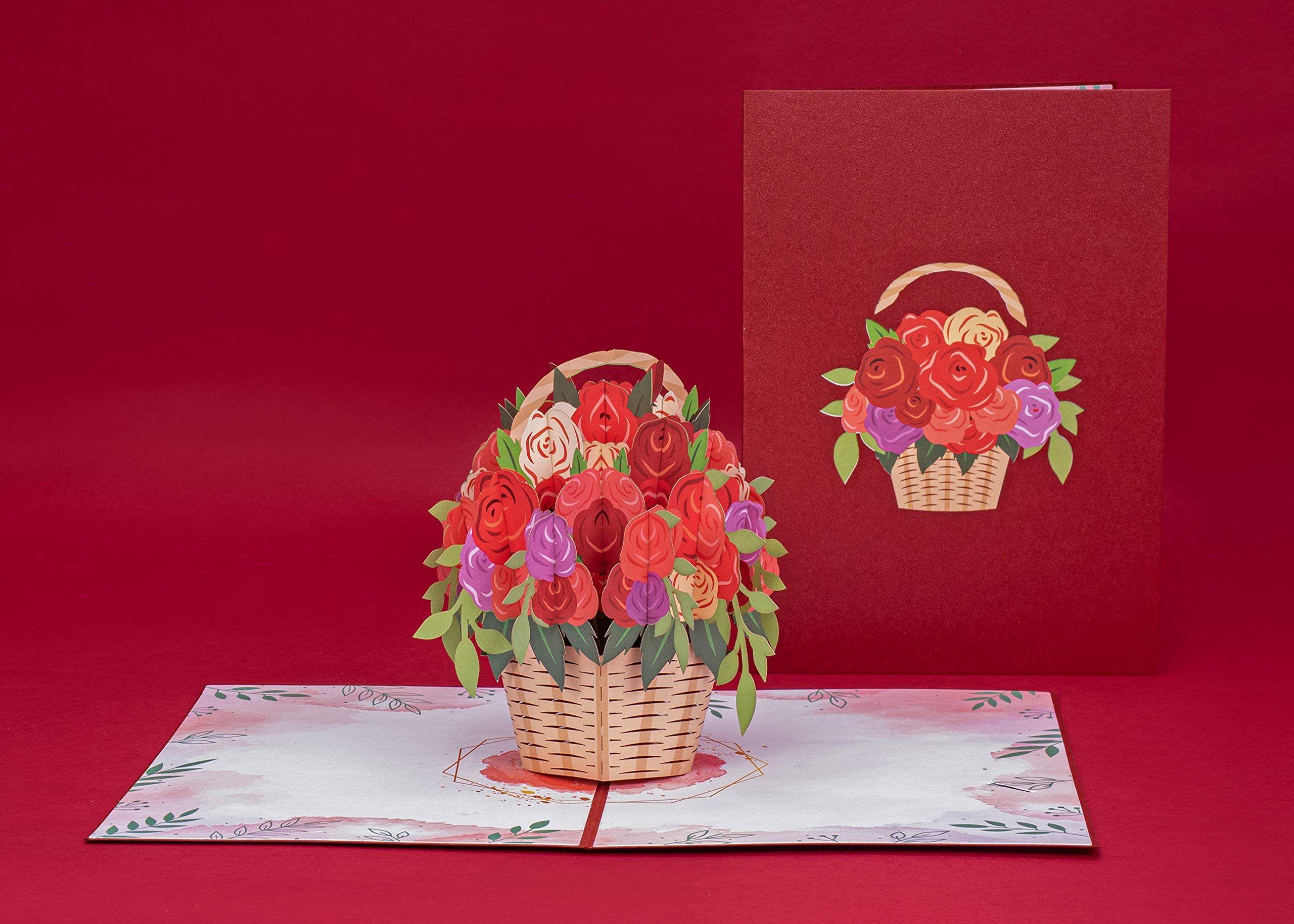 Paper Love Valentines Day Pop Up Card, 3D Love Basket - 5" x 7" Cover - Includes Envelope and Note Card