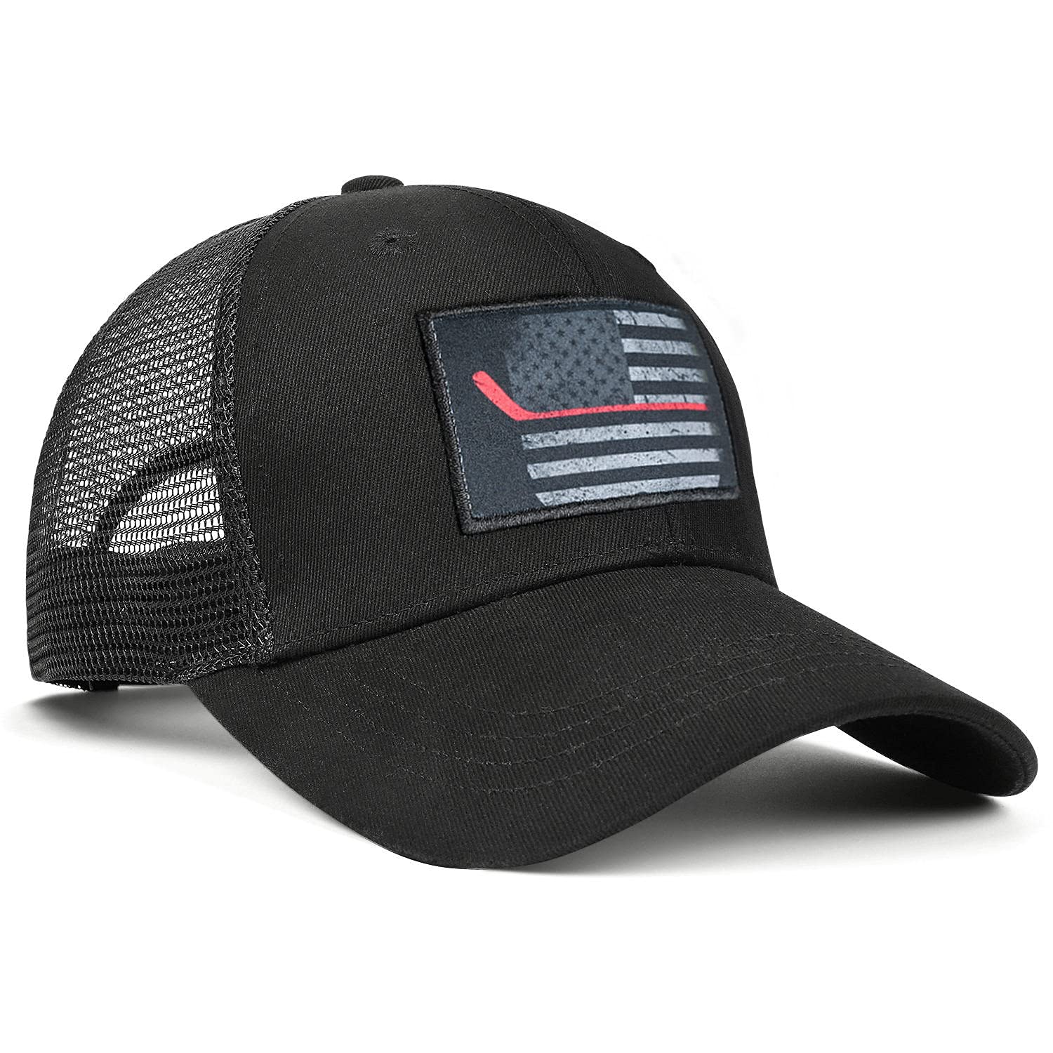 Nuyjimr American Team Hockey USA Flag Unisex Trucker Hats Visor Hats Mesh Hats Black