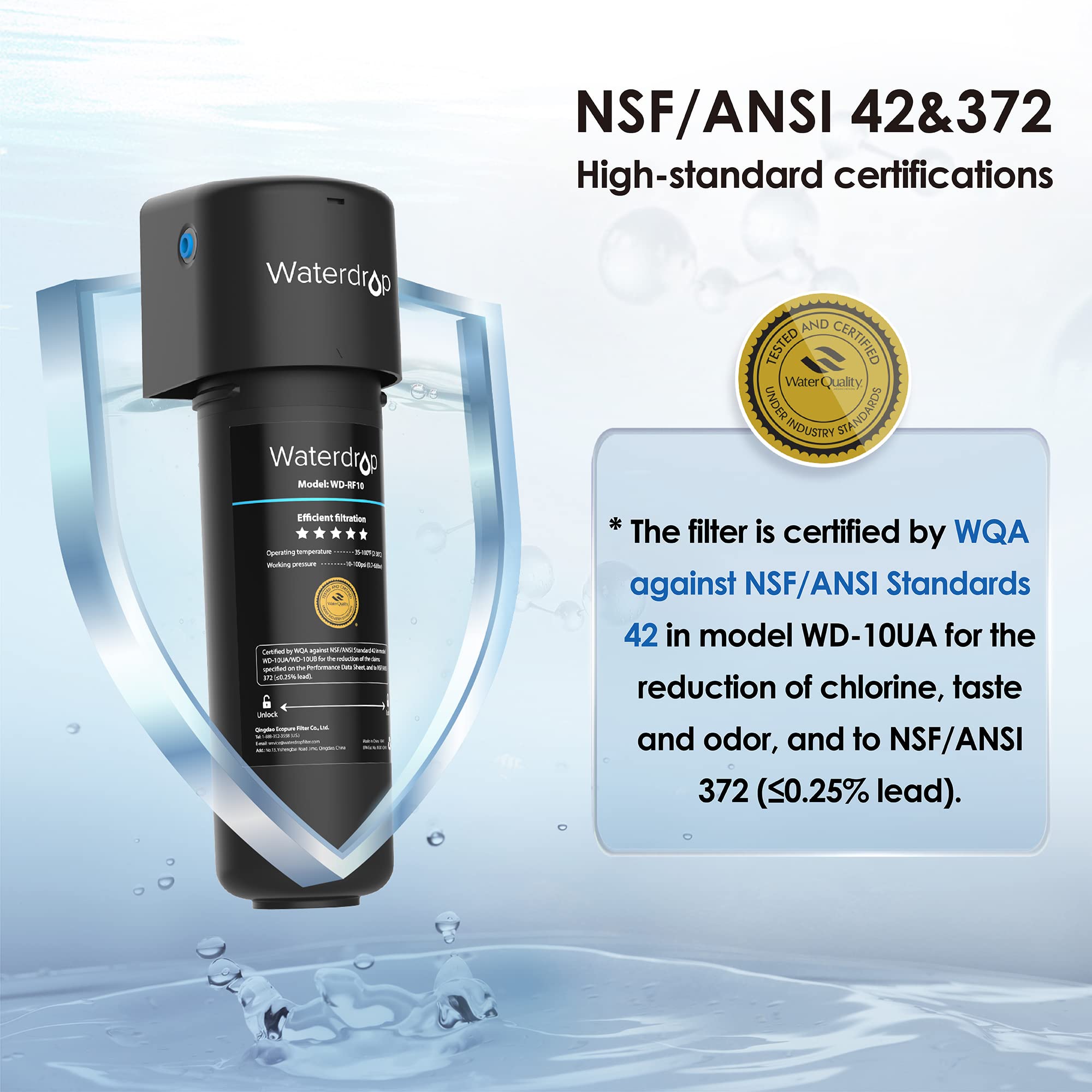 Watedrop Remineralization Replacement Filter AND WD-10UA Under Sink Water Filter System, NSF/ANSI 42 Certified, 8000 Gallons, USA Tech