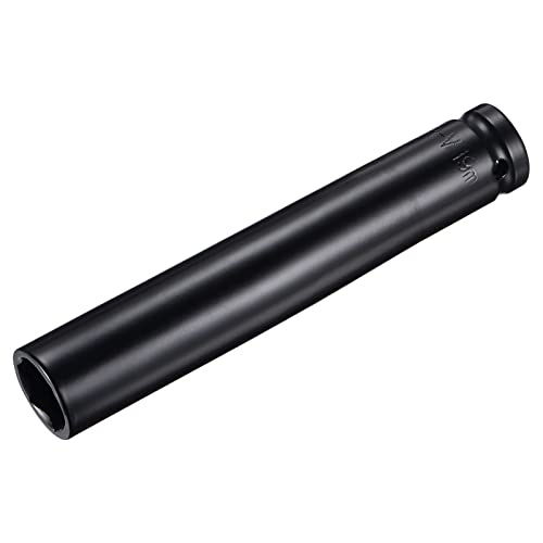 uxcell 1/2" Drive by 19mm Deep Impact Socket, Heat-Treated CR-V Steel 6" Length, 6-Point Metric Sizes