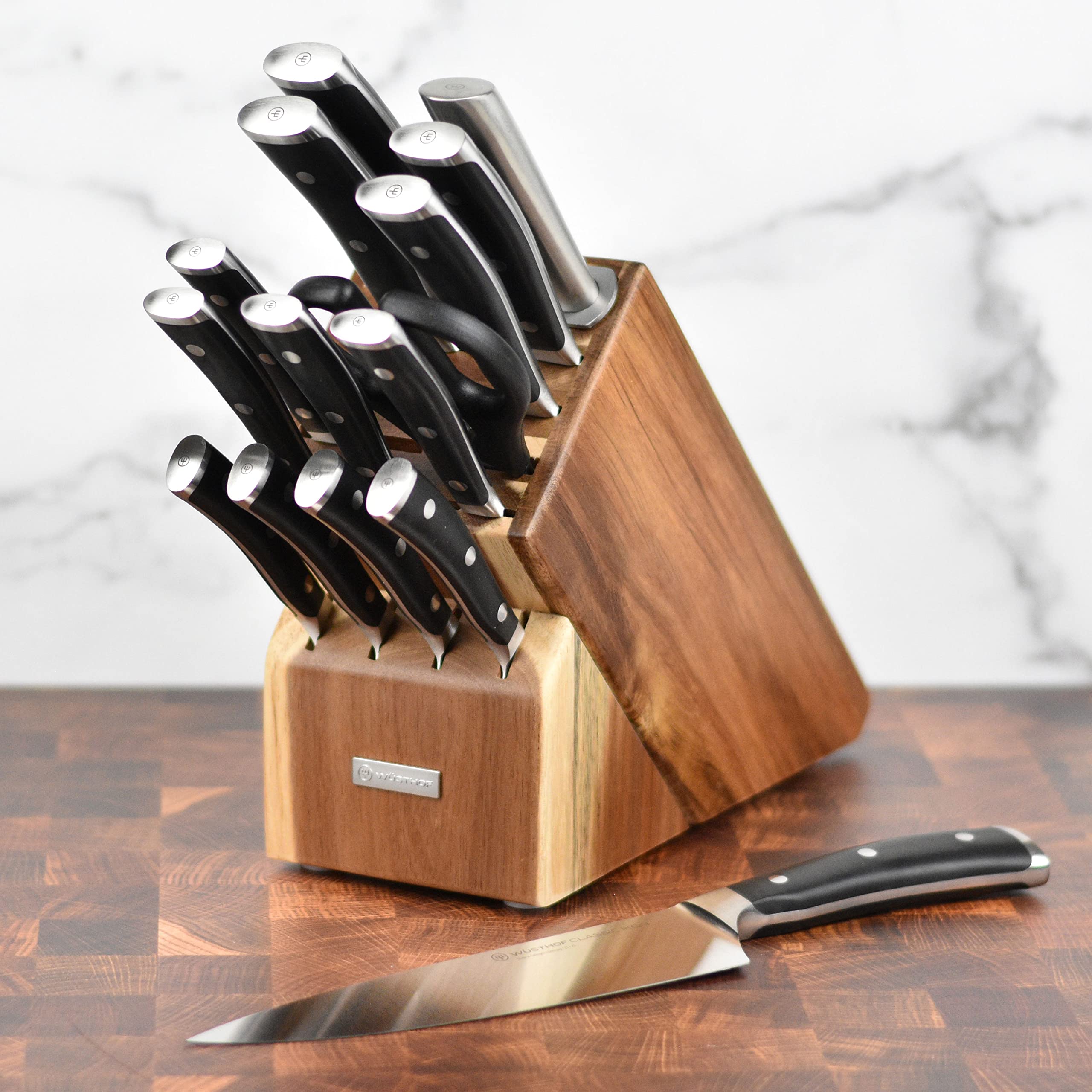 Wusthof Classic Ikon 16 Piece Knife Set with Acacia Block