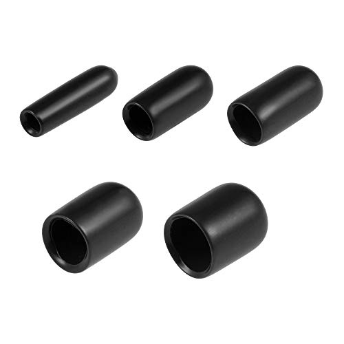 uxcell 100pcs Round Rubber End Caps 1/8" 3/16" 1/4" 5/16" 3/8" Black Vinyl Cover Screw Thread Protectors Assortment Kit