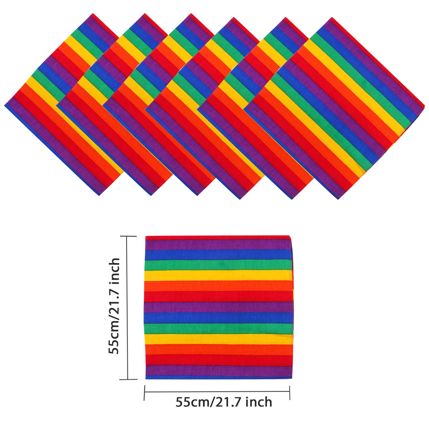 URATOT 6 Pack Gay Pride Headband Pride Rainbow Bandanas Cotton Stripes Rainbow Handkerchiefs, Support LGBT Causes