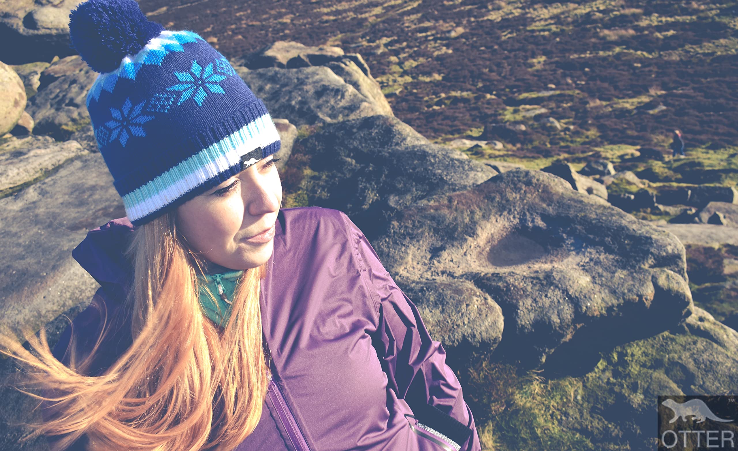 OTTER Waterproof, Windproof, Breathable - Beanie Hats Suitable for All Activities in All Weather Conditions Hat in 7 Colours (White & Blue)