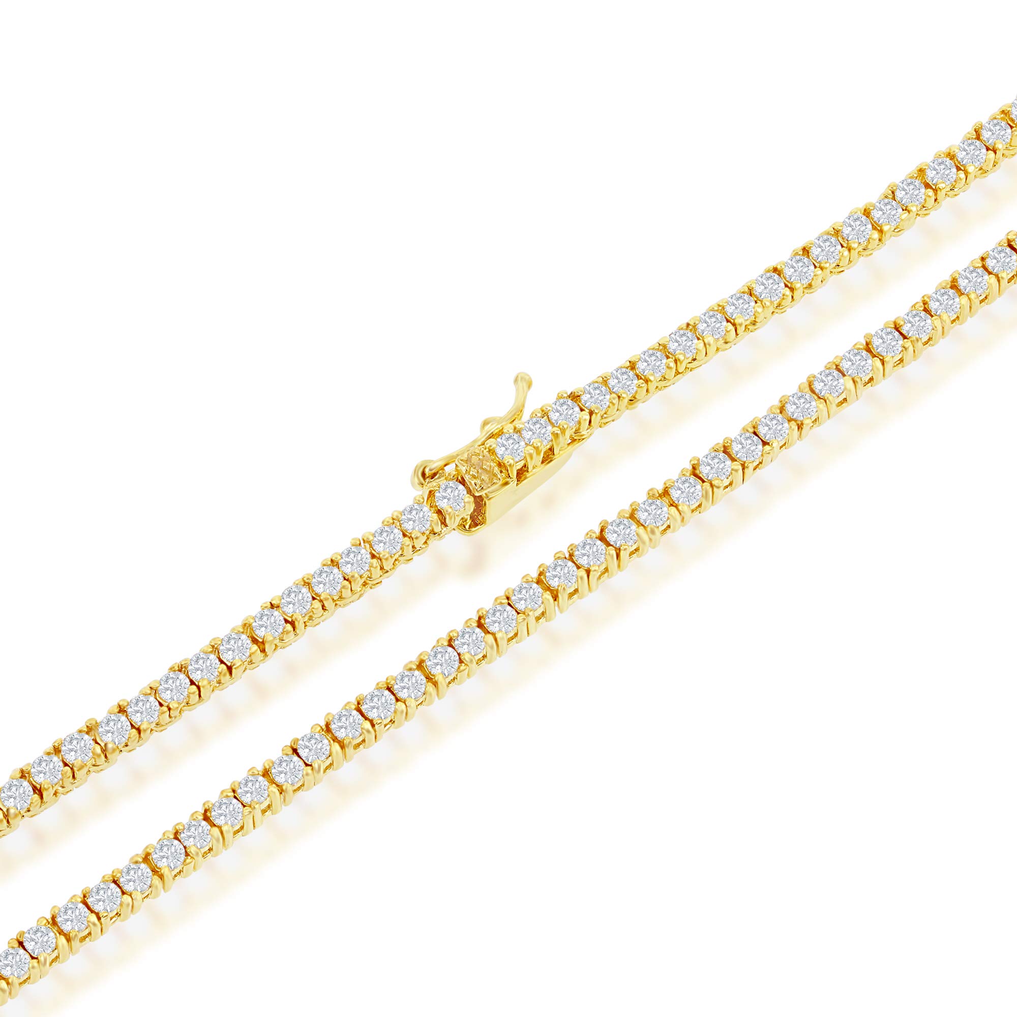 NYC Sterling Women's Magnificent 2mm Round Cubic Zirconia Tennis Necklace (Silver, 16)
