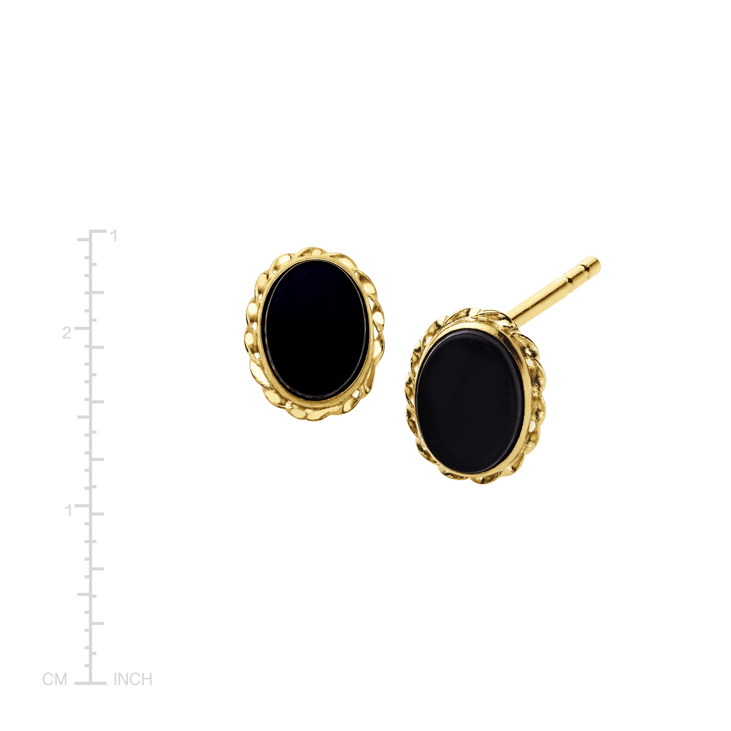Natural Oval-Cut Onyx Stud Earrings in 14k Yellow Gold