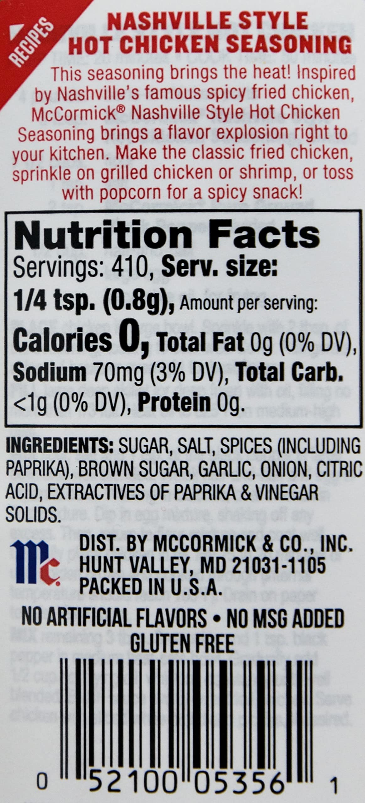 McCormick Nashville Hot Chicken All-Purpose Seasoning, 11.59 Ounce,1