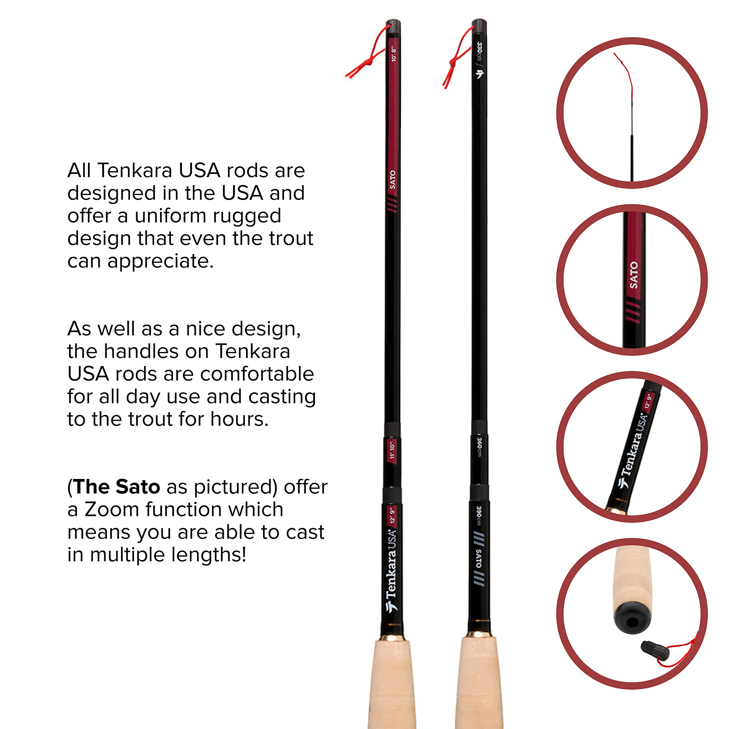 Tenkara USA Fly Fishing (Complete Set: SATO™ Rod + Starter Kit) | for Large & Small Fish - Carbon Fiber, Lightweight, Telescopic, Adjustable, 3 Multi-Lenghts ((10'8"/ 11'10"/ 12'9")