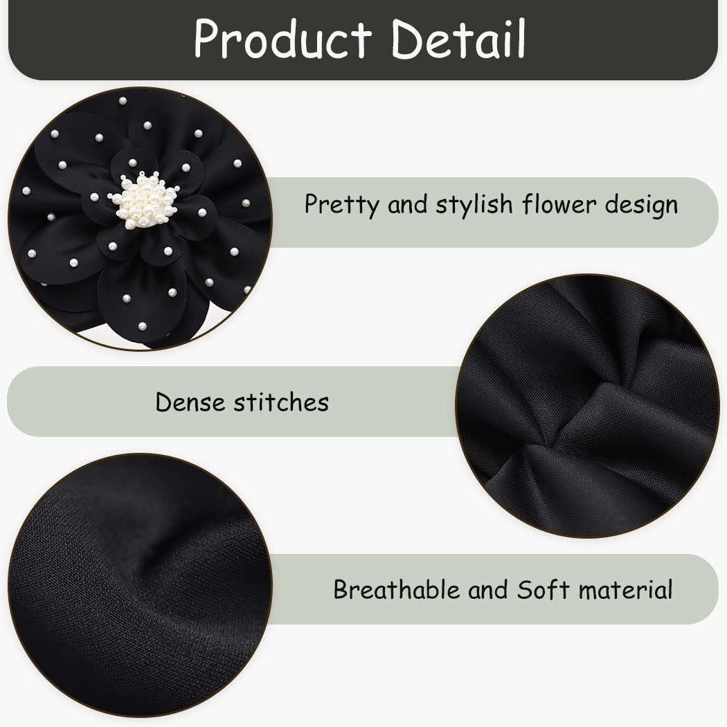 Urieo Pearl Head Wrap Hat African Beanie Headwrap Women Turban Flower Caps