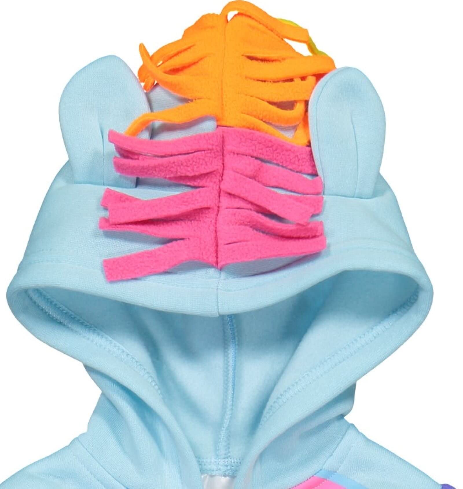 My Little Pony Rainbow Dash Toddler Girls Fleece Zip-Up Hooded Costume Coverall Blue 3T
