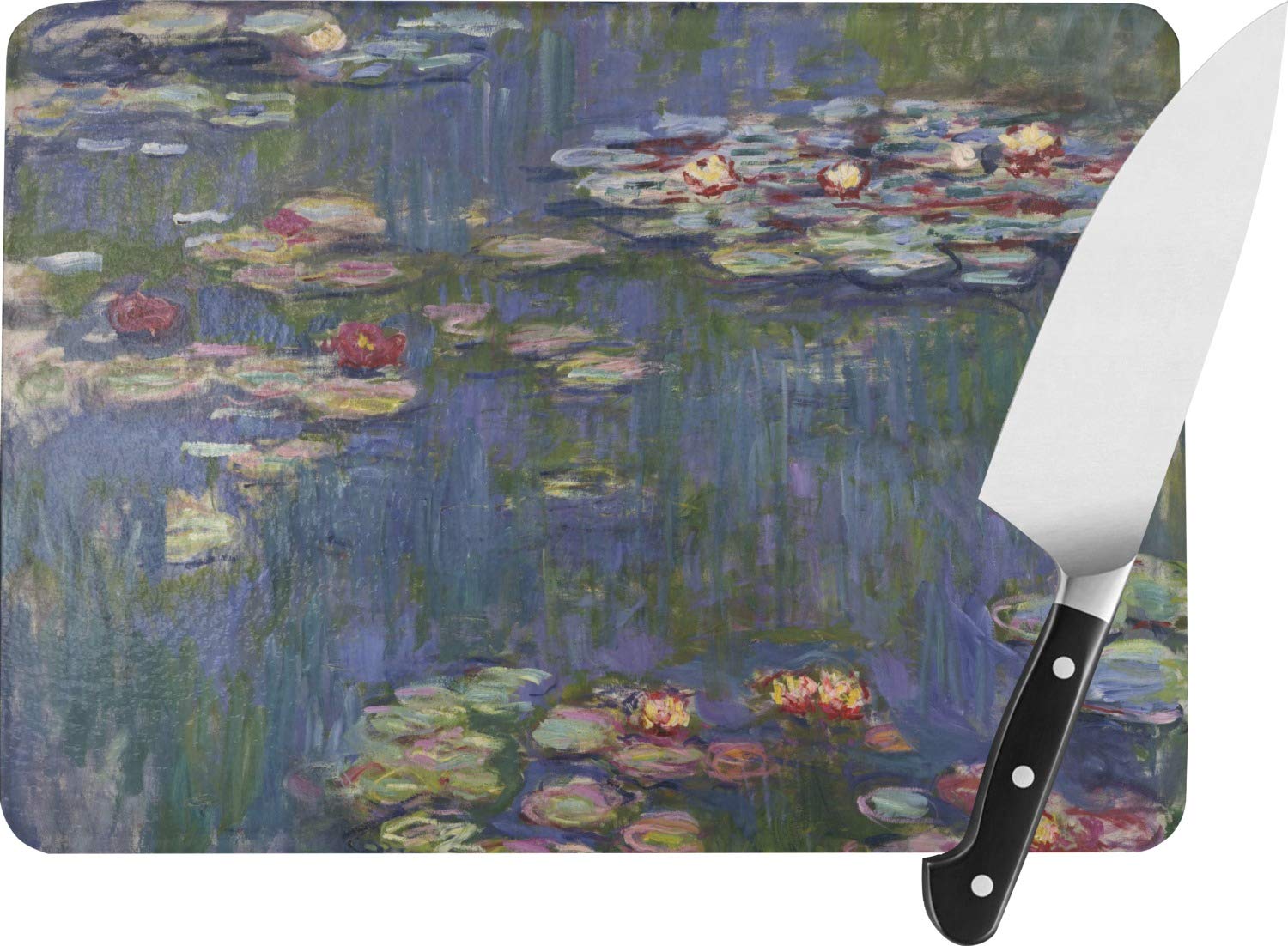 Water Lilies by Claude Monet Rectangular Glass Cutting Board - Medium - 11"x8"