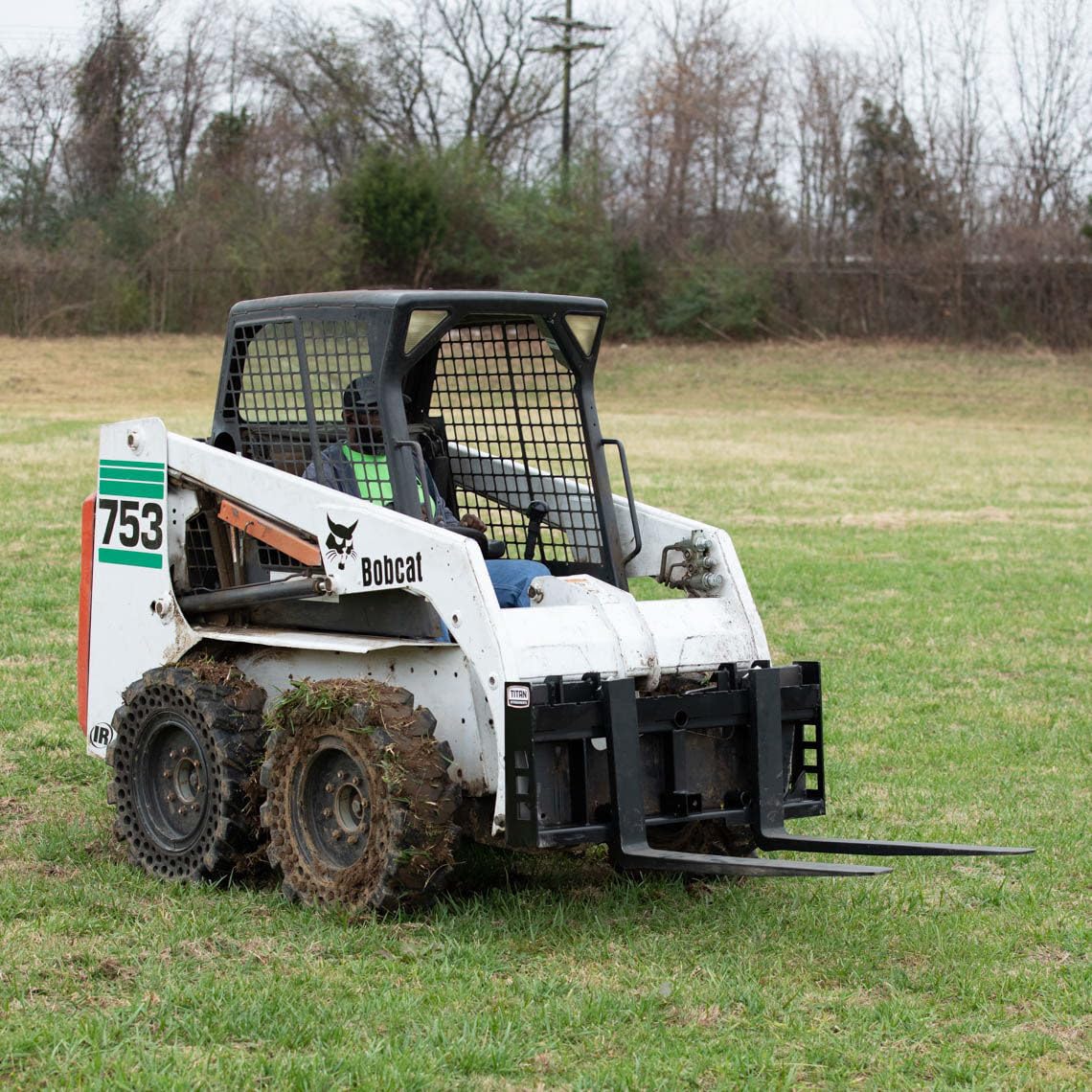 Titan Attachments Skid Steer Pallet Fork Frame Attachment, 48â€ Fork Blades, Rate 4,000 LB, Quick Tach Tractor, Receiver Hitch