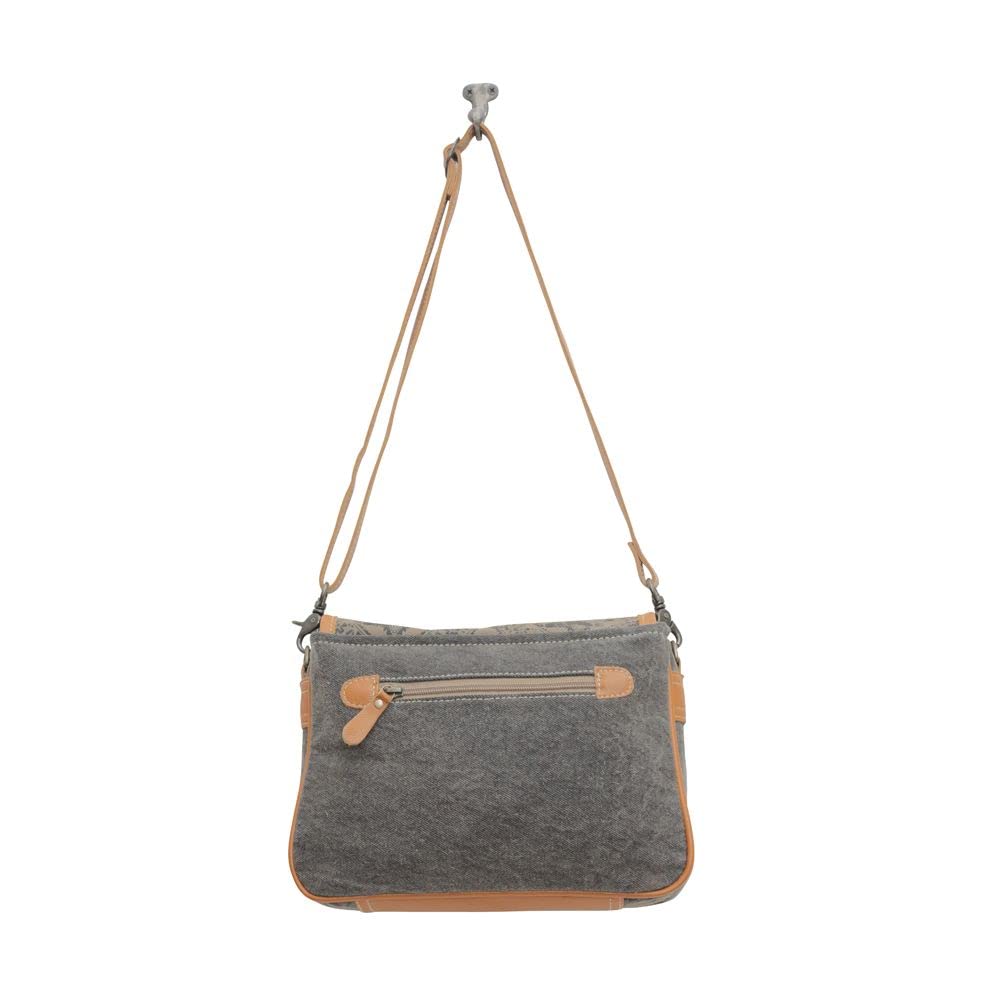 Myra Bag Western Leather Messenger Bag for Women - Upcycled Canvas Shoulder Crossbody Bag