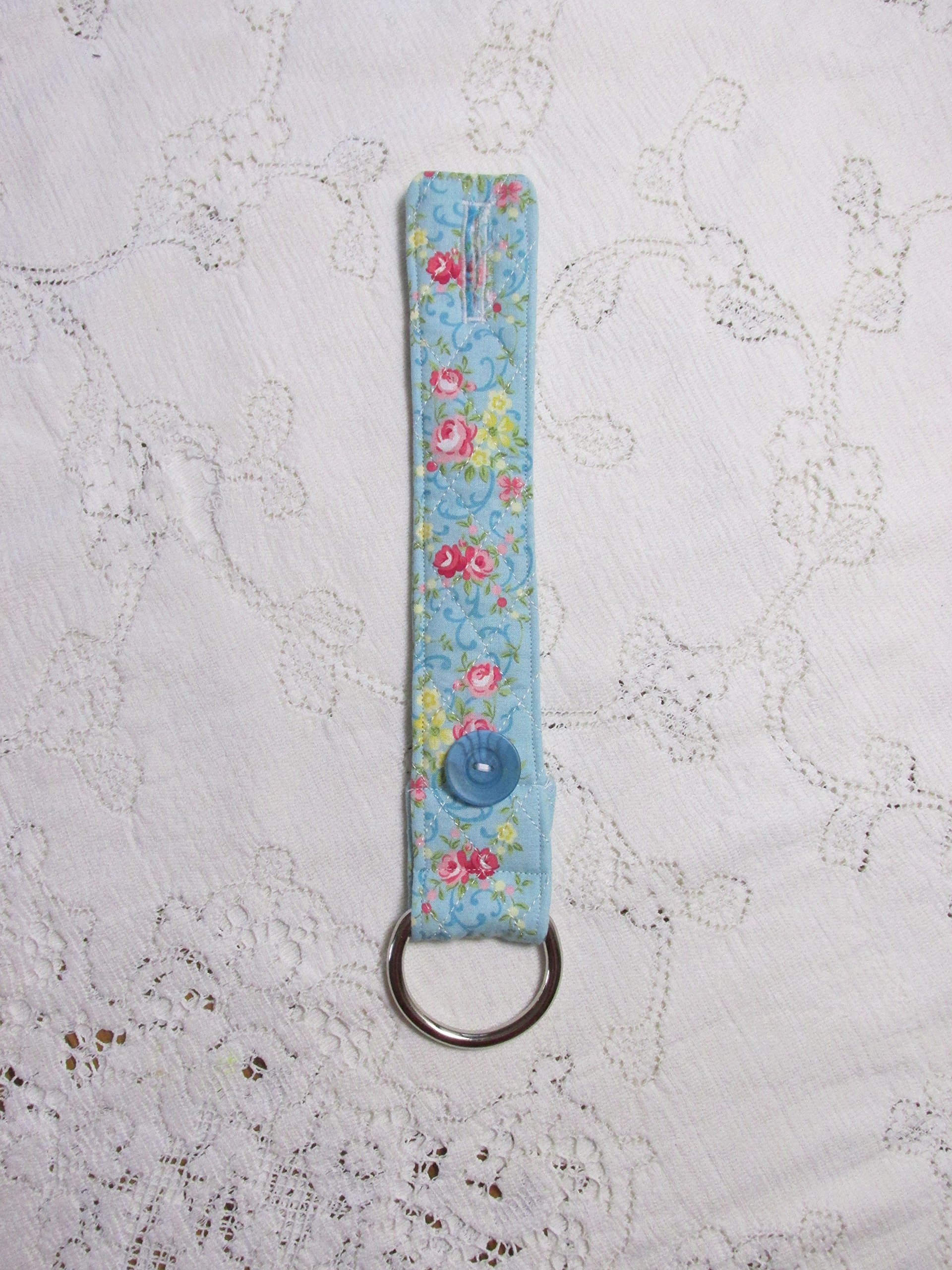 Shabby Chic Blue Roses Quilted Kitchen Towel Holder - Heavy-Duty D-Ring - Kitchen Towel Hanger - Towel Keeper