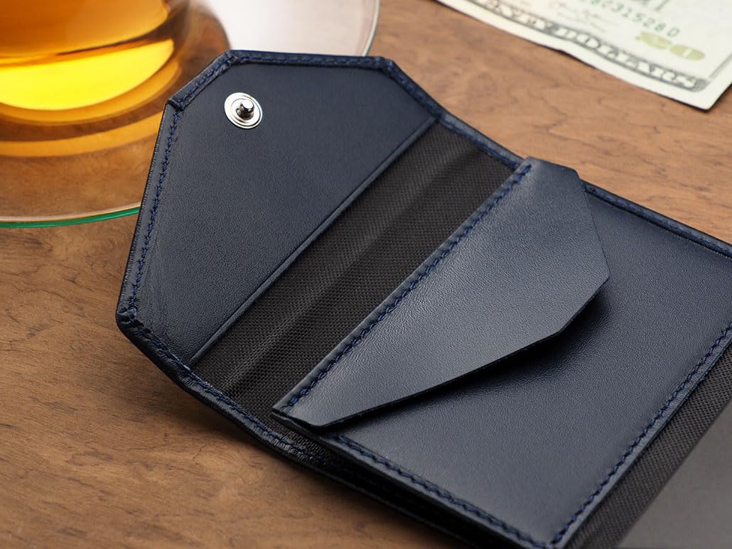 pularys Mini Wallet RAVEN - Multifunckion Credit Card Case - Italian Leather - RFID blocking - Size: 6.5 x 10 x 2.5 cm - Space for up to 7 Cards - Classic Design