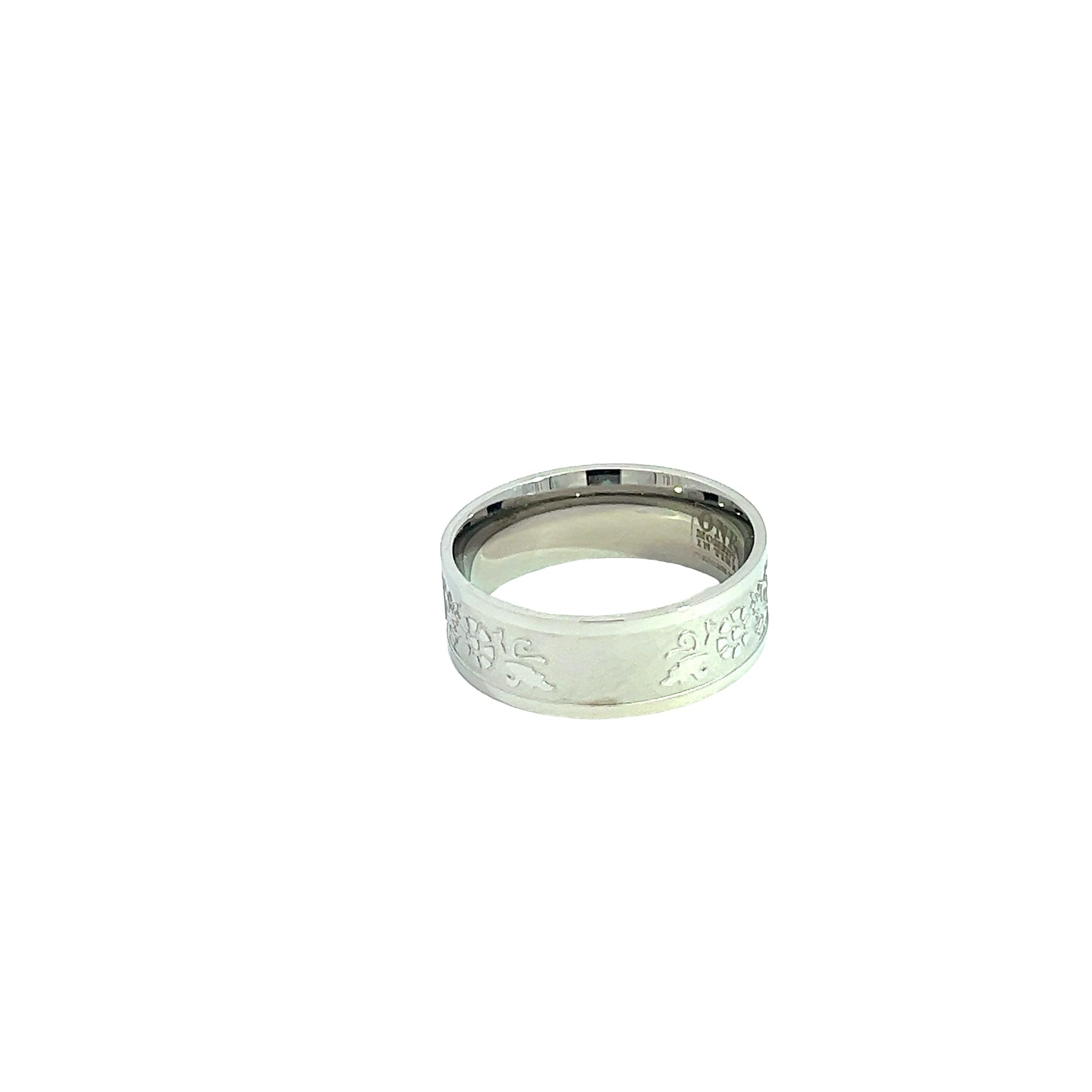One Moment In Time J125 Size 5 Daisy Flower Scroll Stainless Steel Ring Mormon LDS CTR