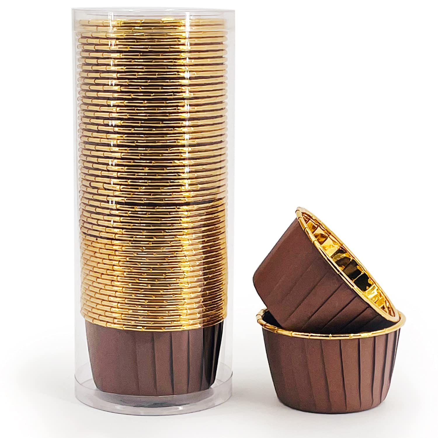 Party Hippo Cupcake Cups, 3.5 Oz 50 pcs Disposable Foil Muffin Liners, Gold Cupcake Baking Cups, Ramekin Aluminum Cupcake Tip Pan Ramekin Holders, Little Baking Cups (Blue)