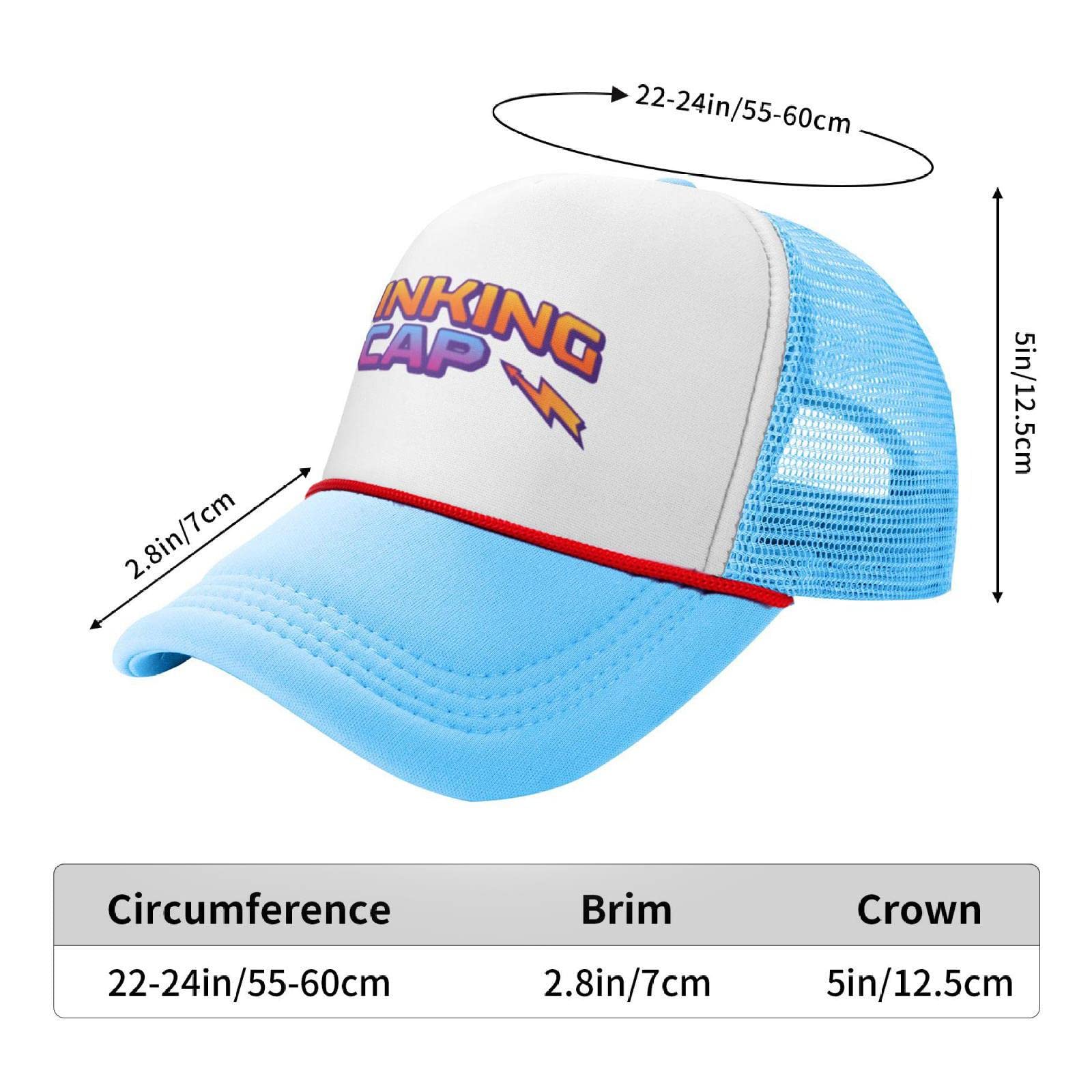 Trucker Hat Snapback Thinking Cap Baseball Cap for Men and Women,Adjustable Breathable Mesh Panels Blue