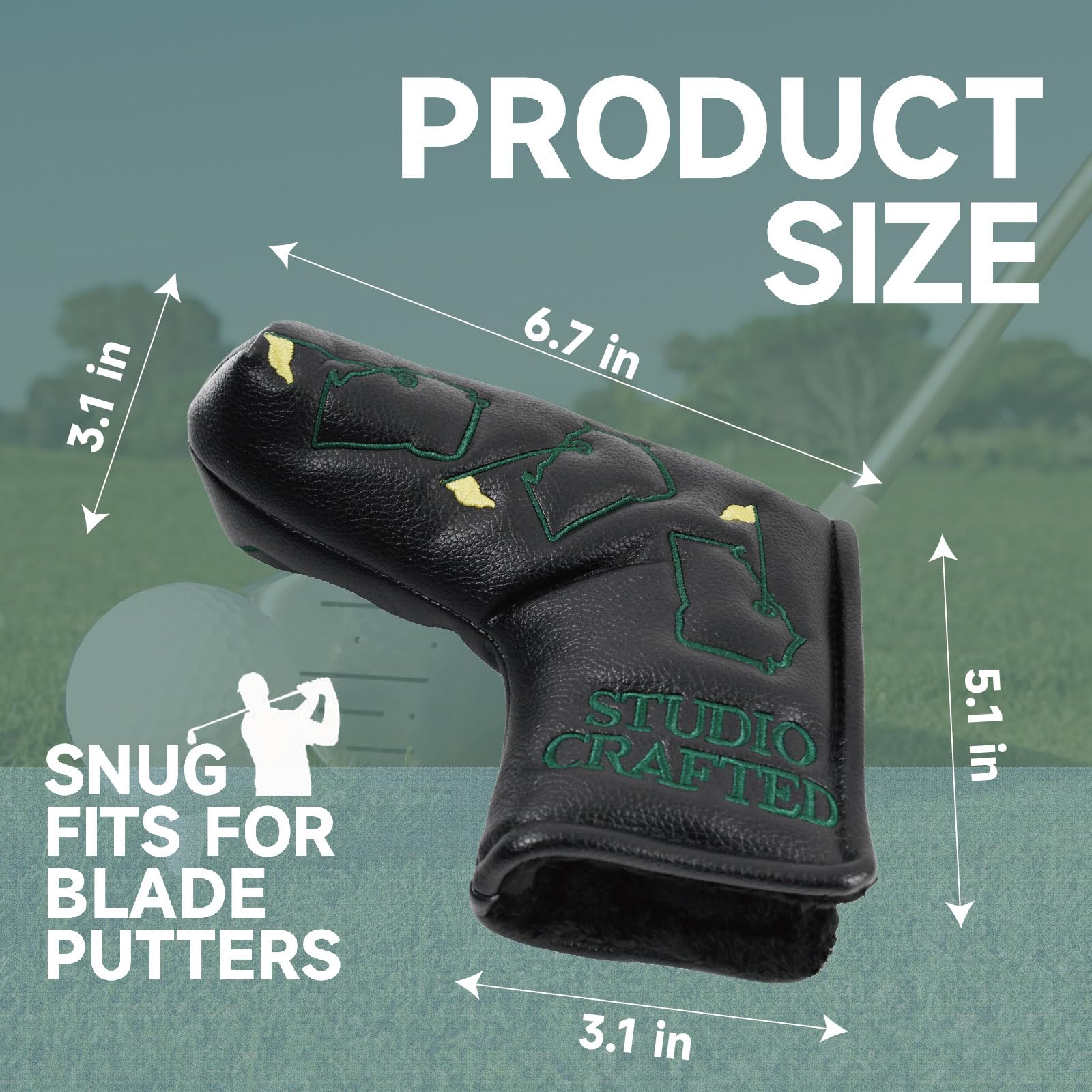 Studio Crafted Augusta Georgia Magnetic Closure Golf Blade Putters Headcover (Black)