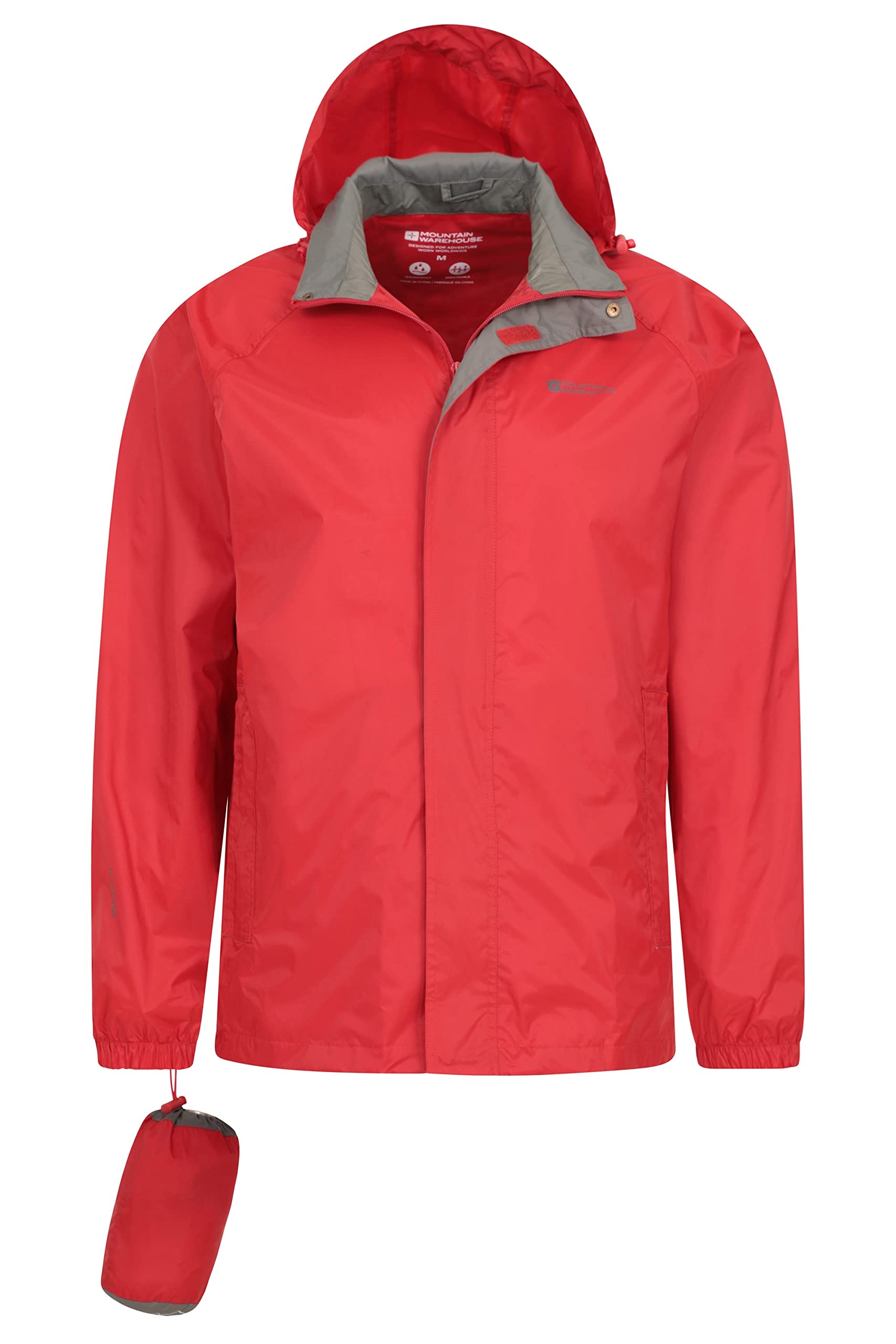 Mountain Warehouse Pakka Mens Waterproof Rain Jacket - Packable Red Large