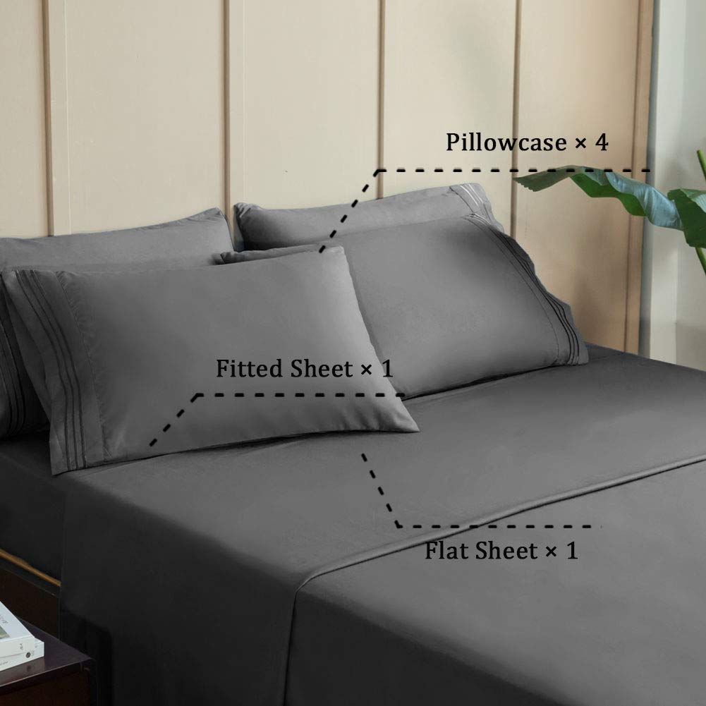 SONORO KATE Bed Sheet Set Super Soft Microfiber 1700 Thread Count Luxury Egyptian Sheets 16-Inch Deep Pocket,Wrinkle-4 Piece(Navy Blue, California King)