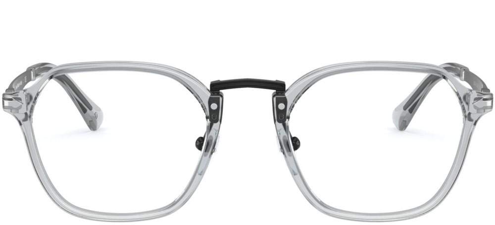 Persol PO3243V Square Prescription Eyewear Frames, Transparent Grey/Demo Lens, 50 mm