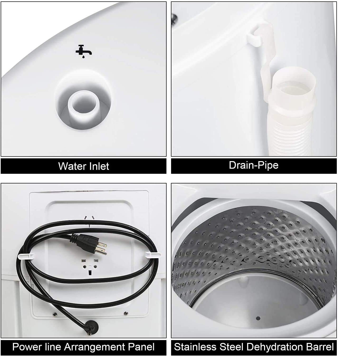 Portable Twin Tub Mini Washing Machine w/Spin and Dryer Function, Compact Design for College Dorms, Apartment, RV’s. Mini laundry Barrel Washer for Baby Clothes, Underwear, Delicates and More-Blue