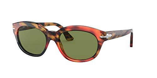 Persol PO3250S Square Sunglasses, Brown Tortoise/Green, 55 mm