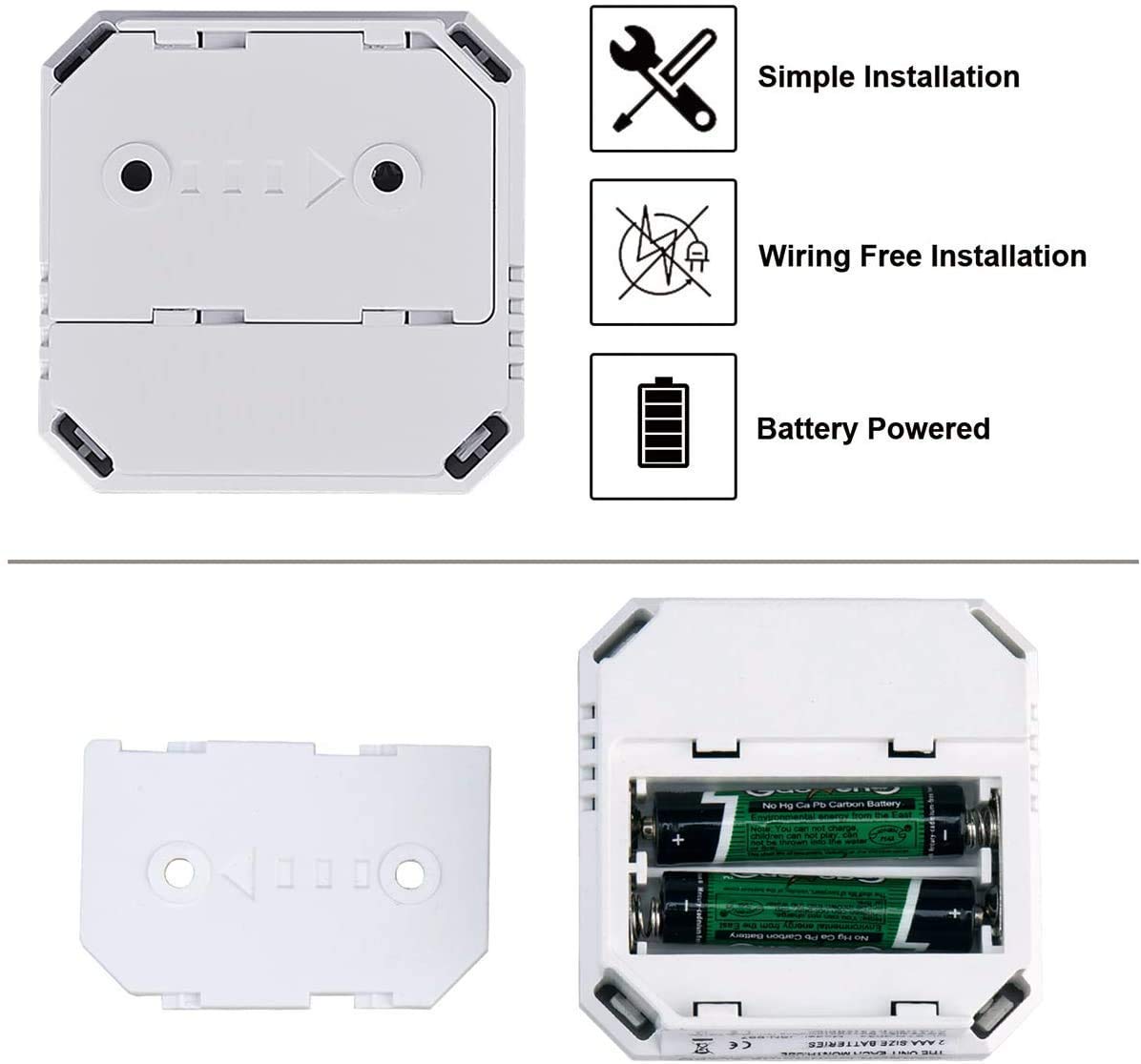 YMDJL Carbon Monoxide Detector 2 Pack, Battery Operated High Accuracy CO Alarm with Sound Warning and Digital LCD Display (2AAA Batteries NOT Included)